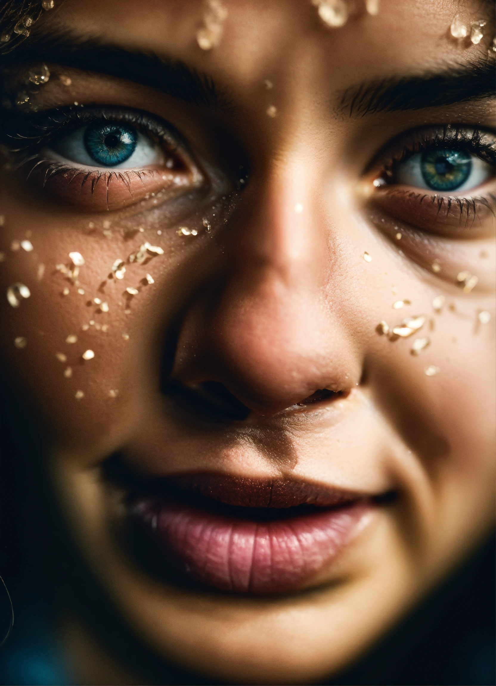 Lexica - Close-up of a person's eyes, filled with tears, capturing the ...