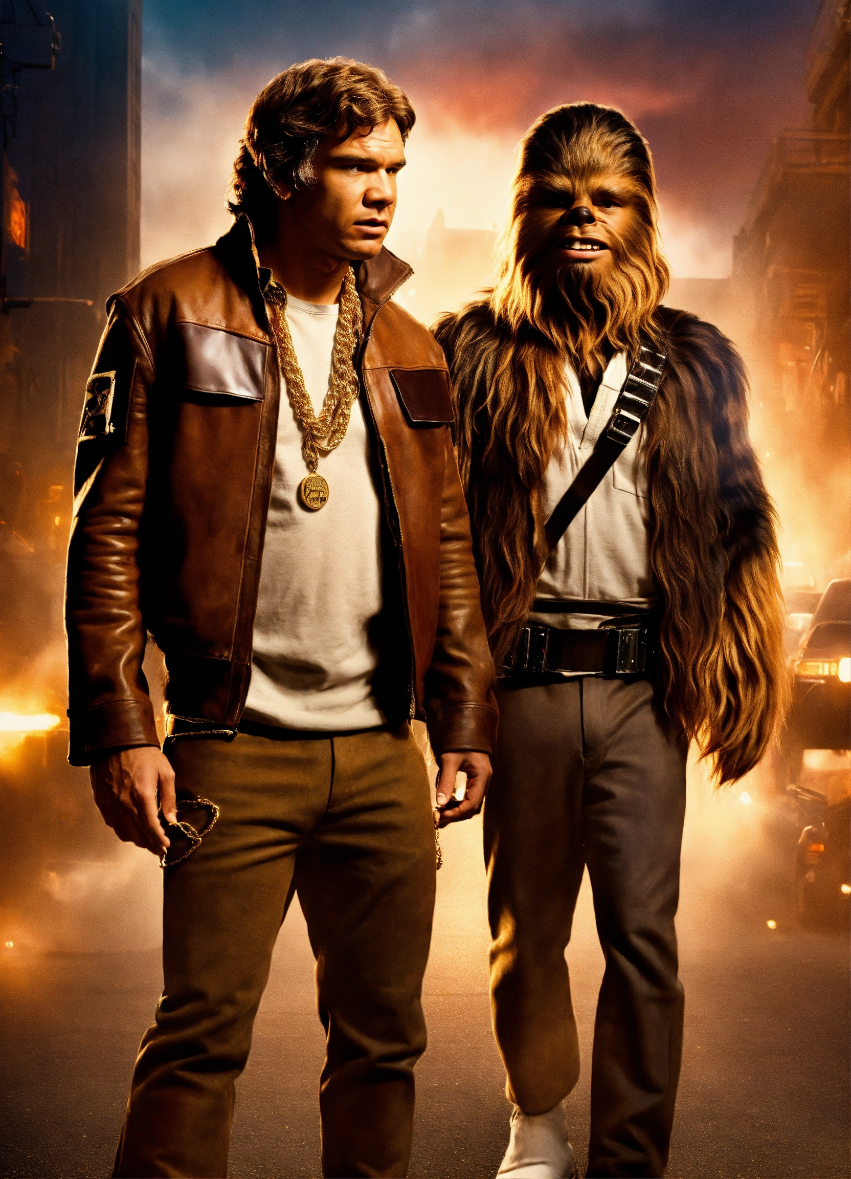 Lexica - Han Solo and Chewbacca dressed as rappers in the hood, huge ...