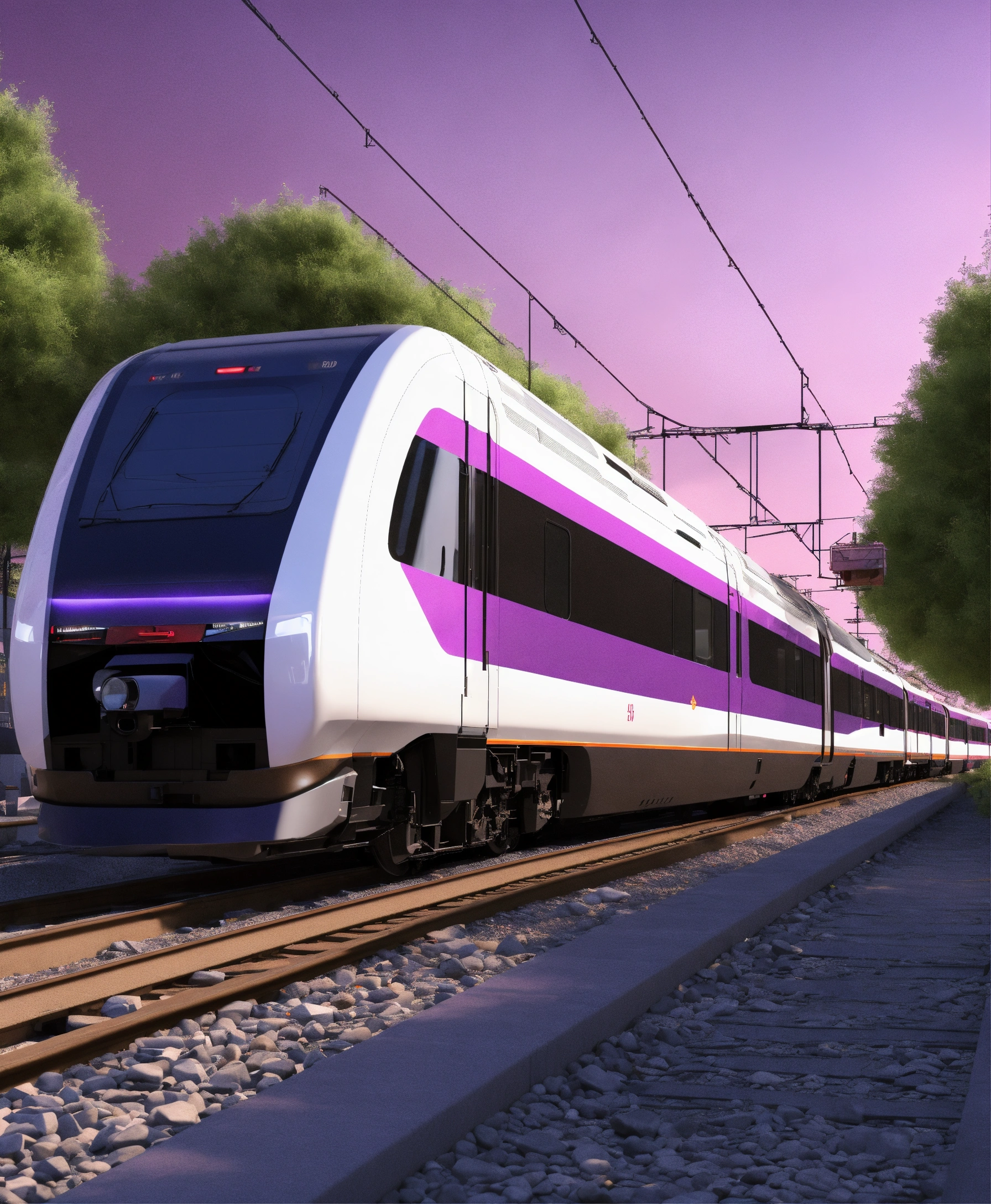 Lexica - 3D rendered image from a side perspective, capturing a train ...