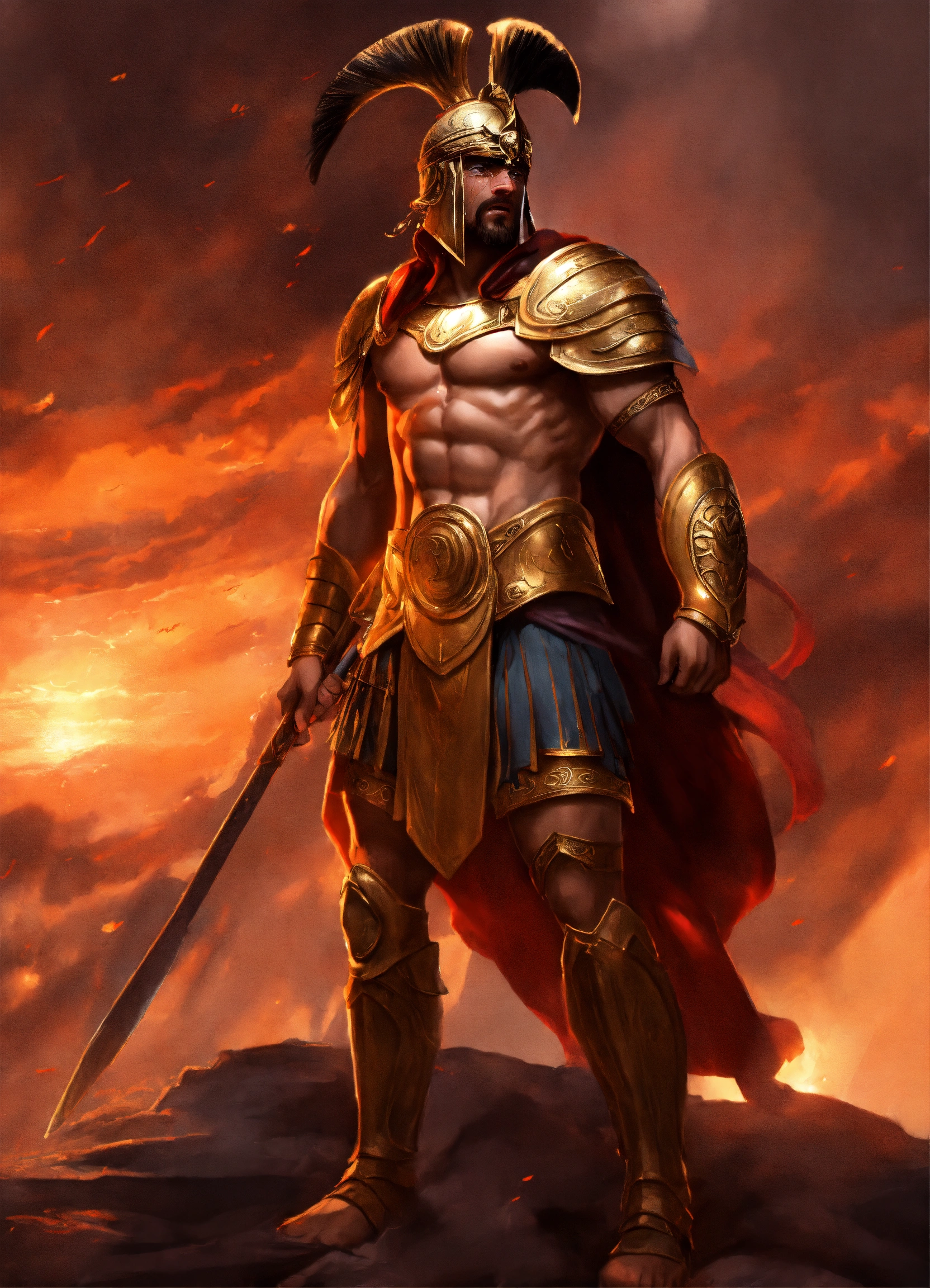 Lexica - Ares scared and crying, greek god