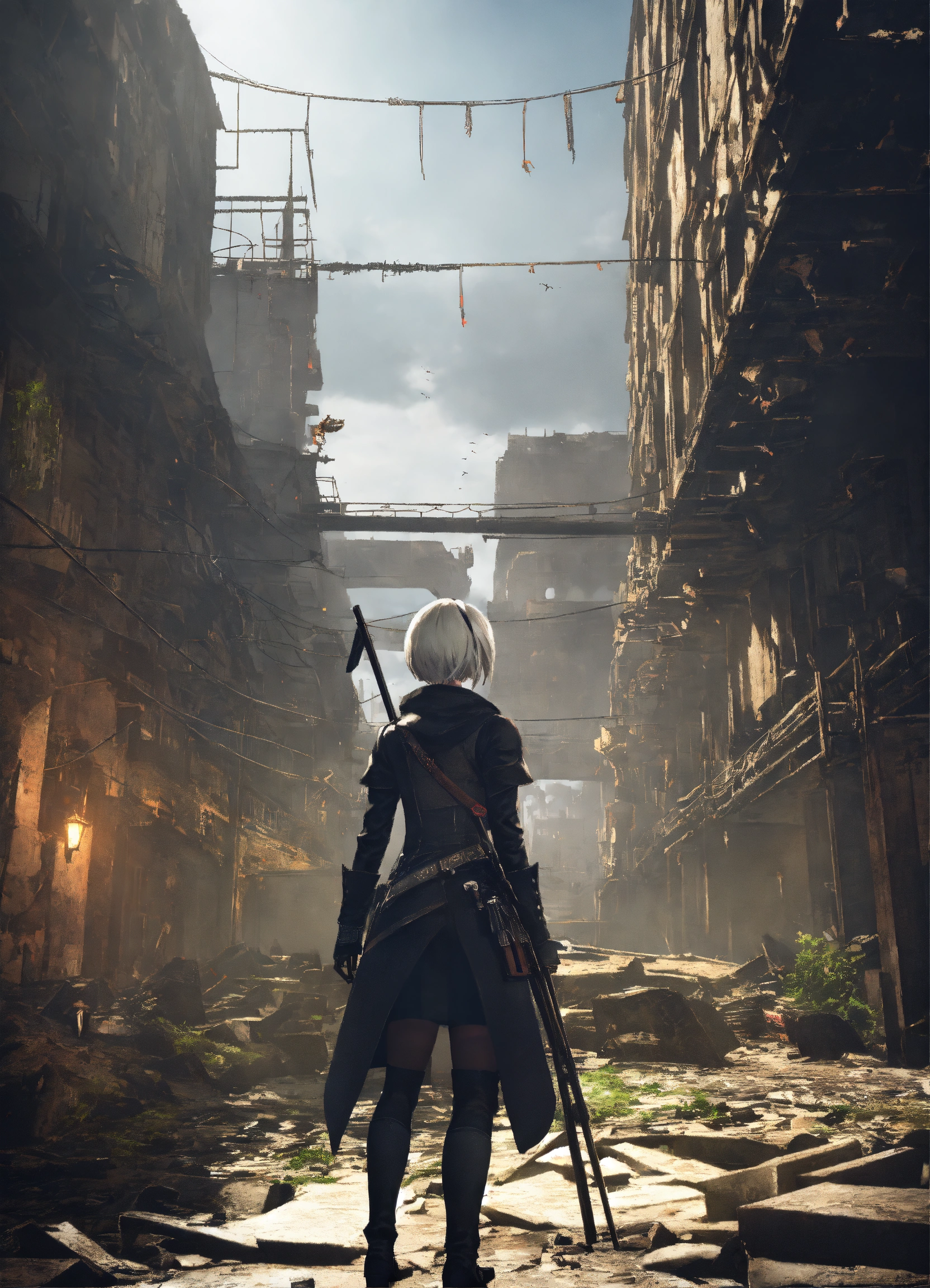 Lexica - Render of nier automata A2 in city ruins