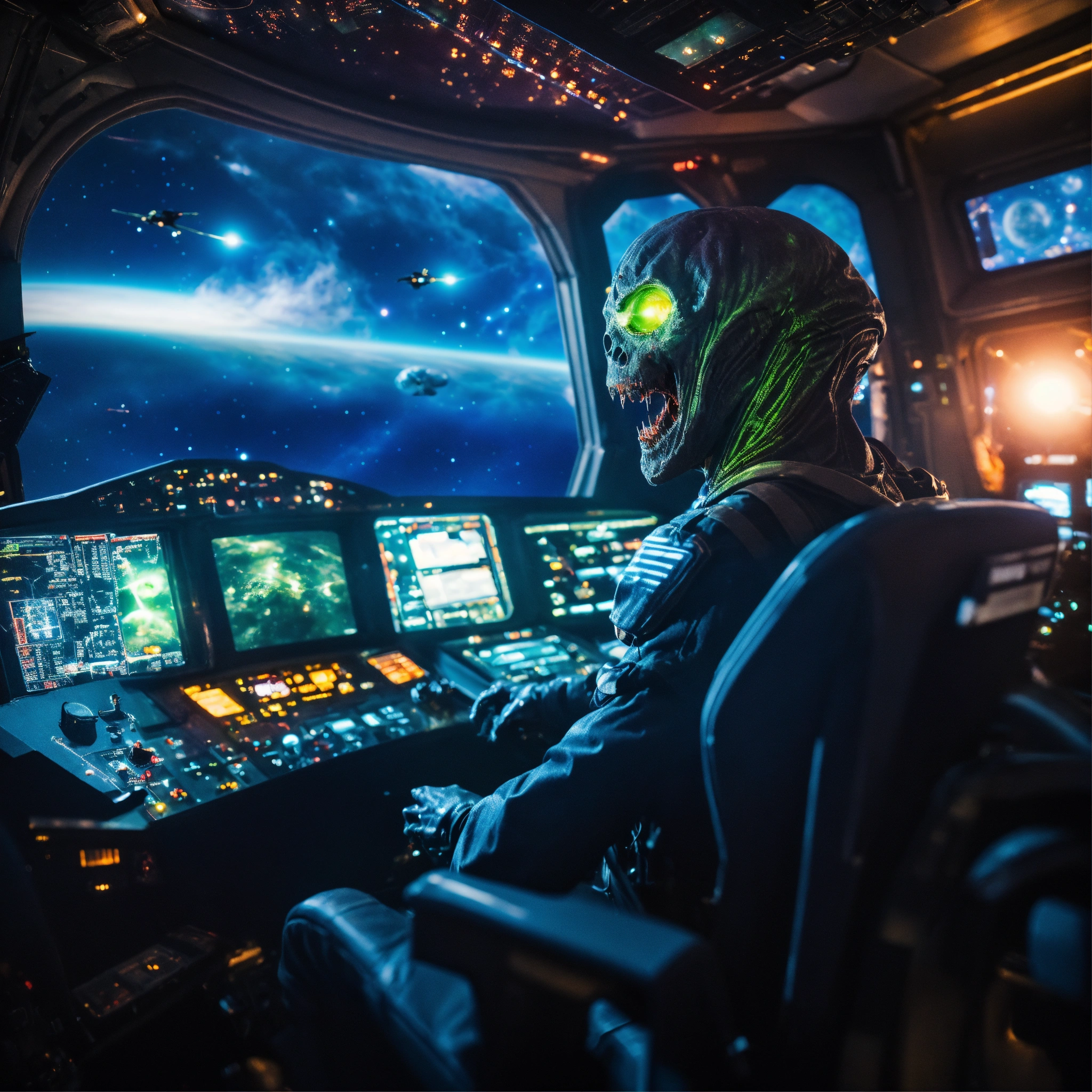 Lexica - A photograph capturing a side view of zombie ghost alien ...