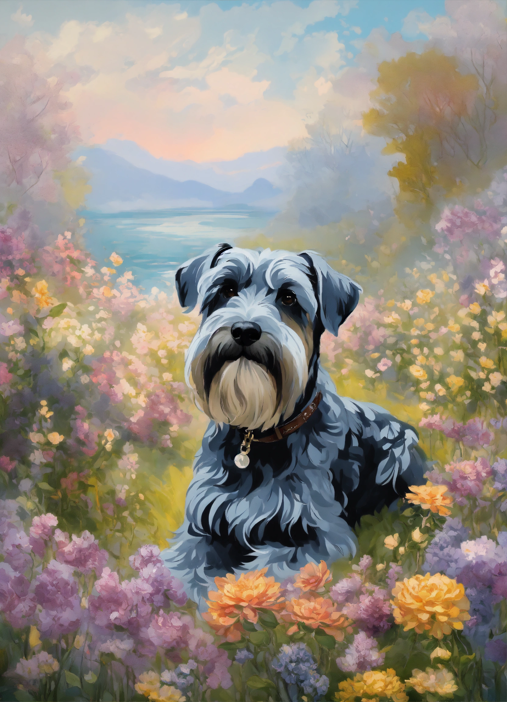 Lexica - Claude Monet overwhelmingly beautiful schnauser framed with ...