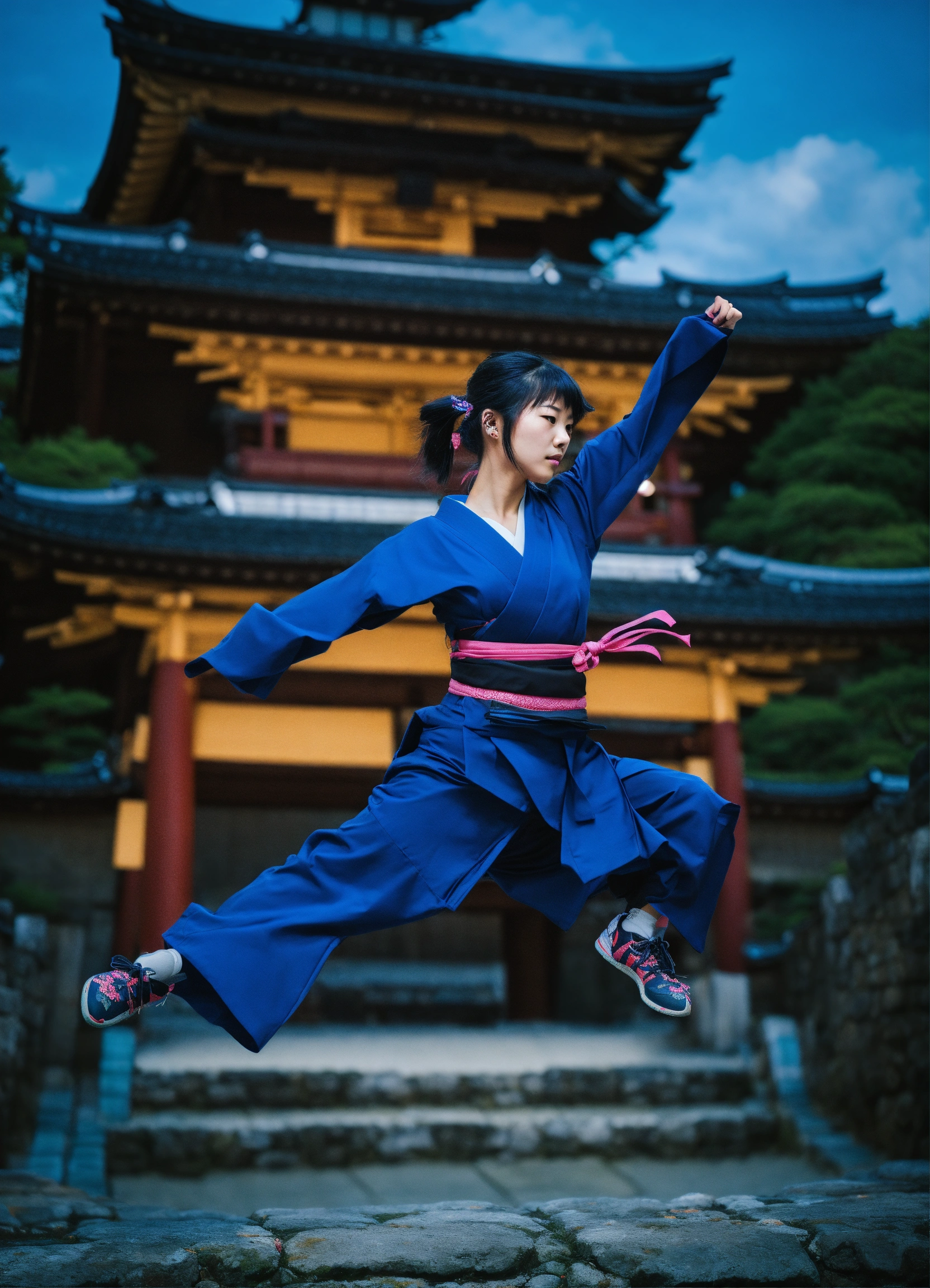 Lexica - Cyberpunk Japanese assassin girl dressed in all midnight blue ...