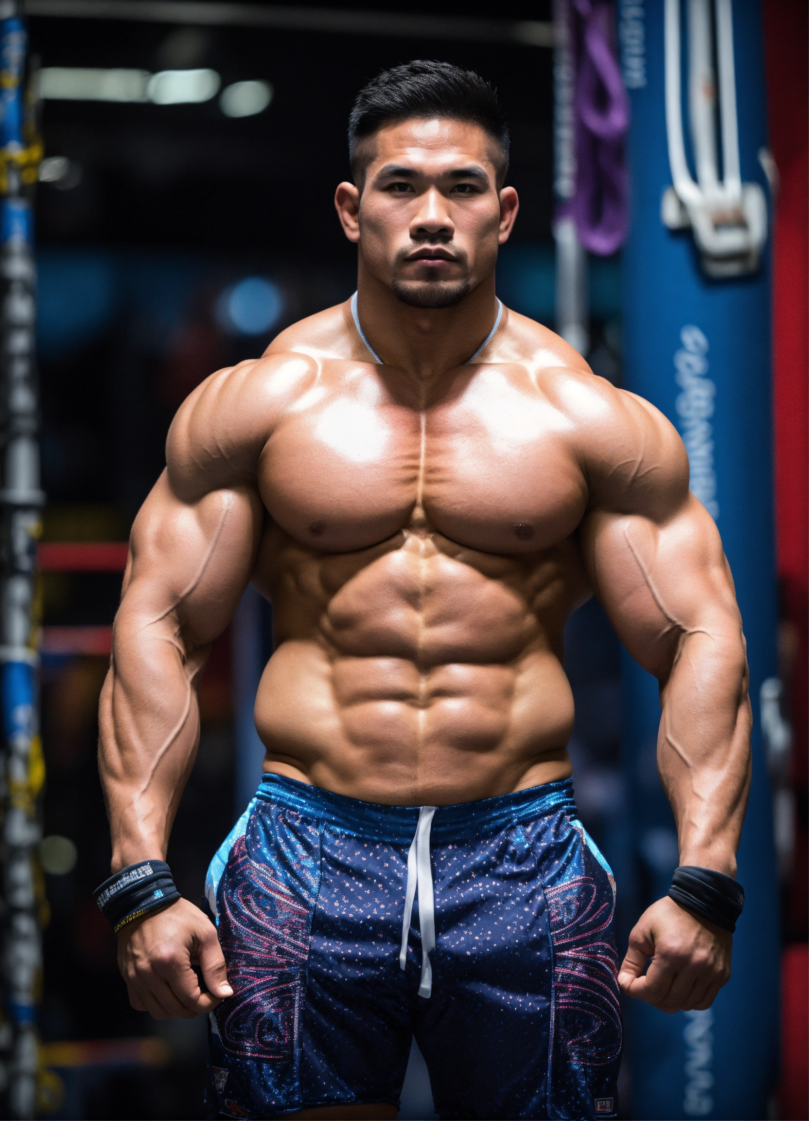 Lexica - 30-year-old wrestler with big muscles, bodybuilder, Thai, big