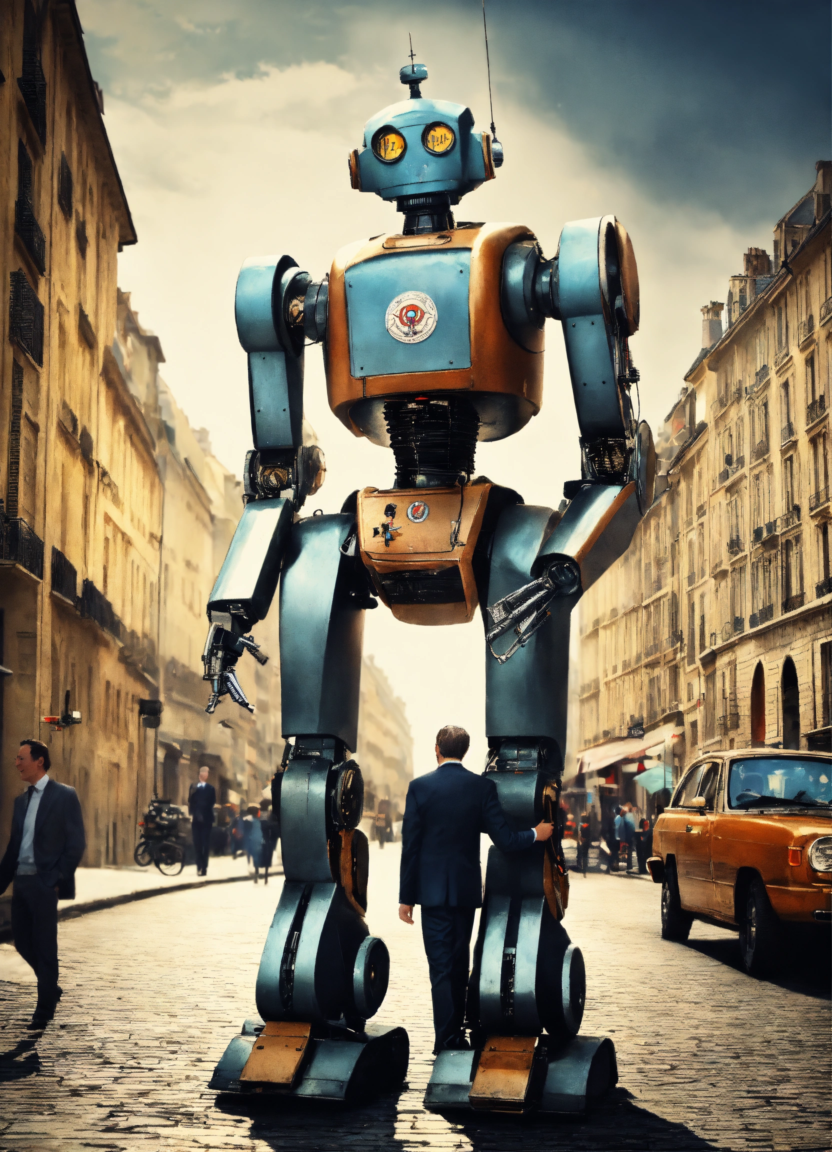 Lexica - Old movie poster of a robot with a smiling CIA analyst man ...