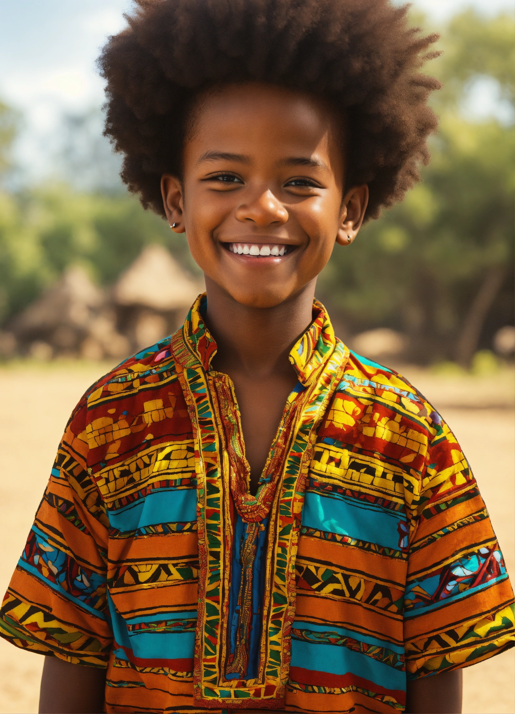 Lexica - 4K cartoon, young boy smiling, amazing afro, wearing vivid ...