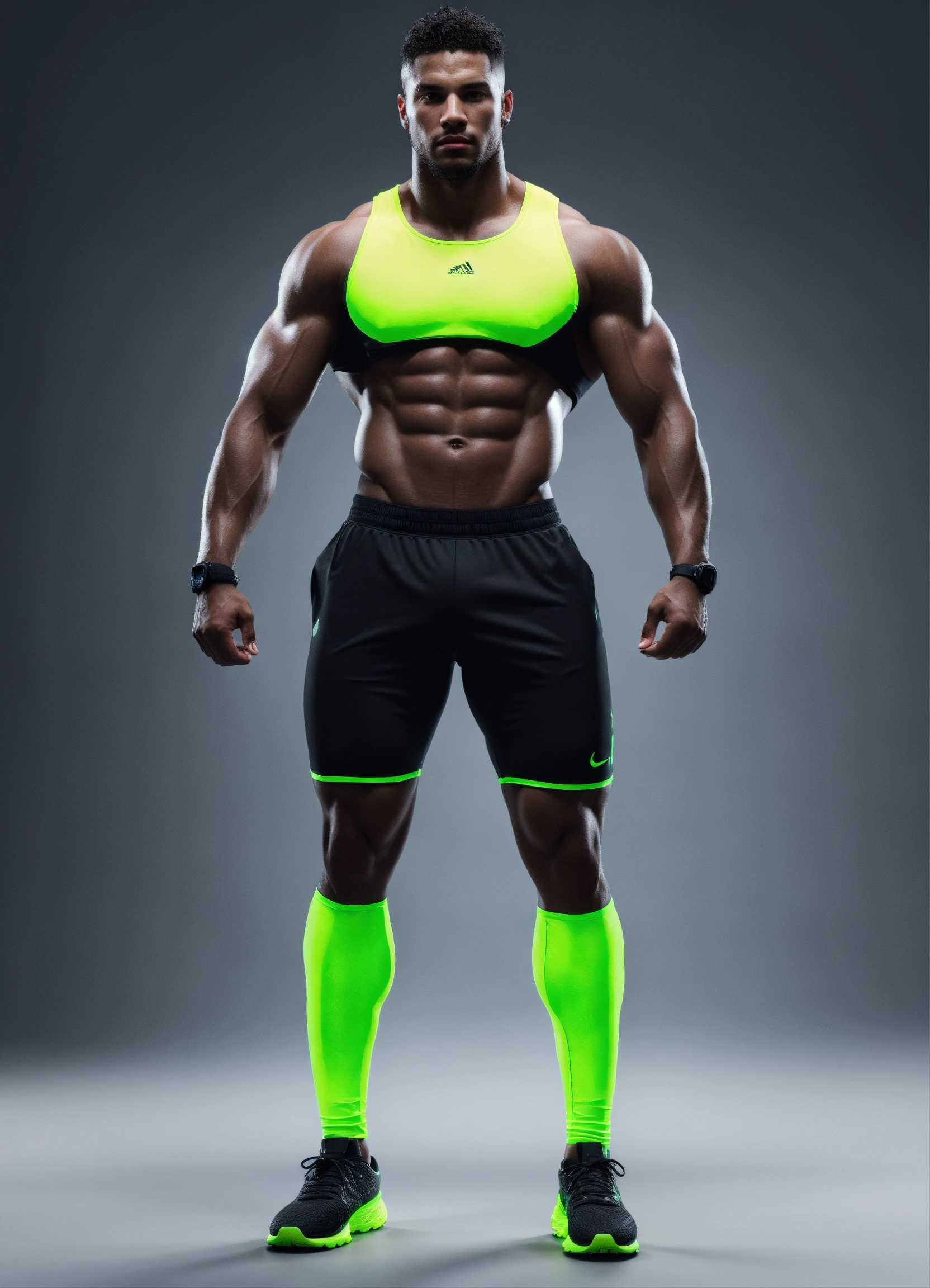 Lexica - A professional athlete man, black color fitness wear, studio ...