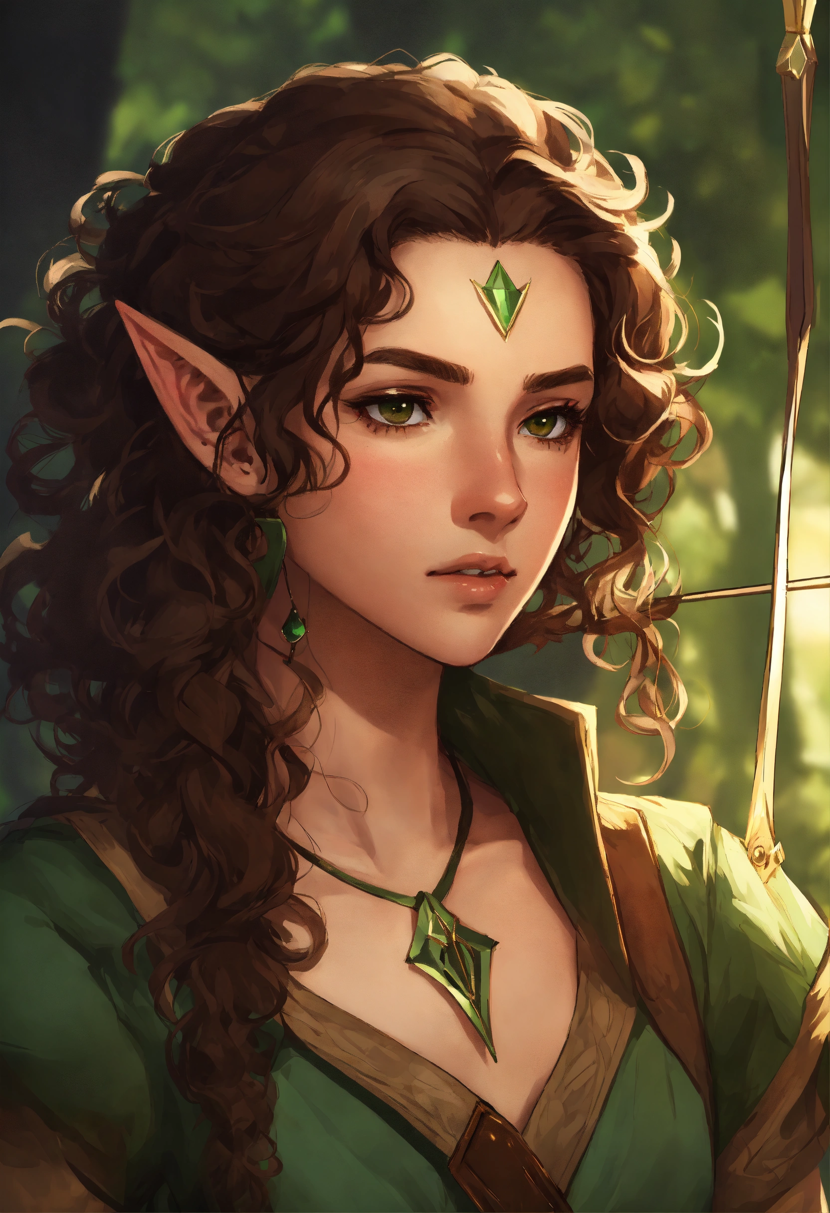 Lexica - Character art of a 24-year-old female wood elf, curly hair ...