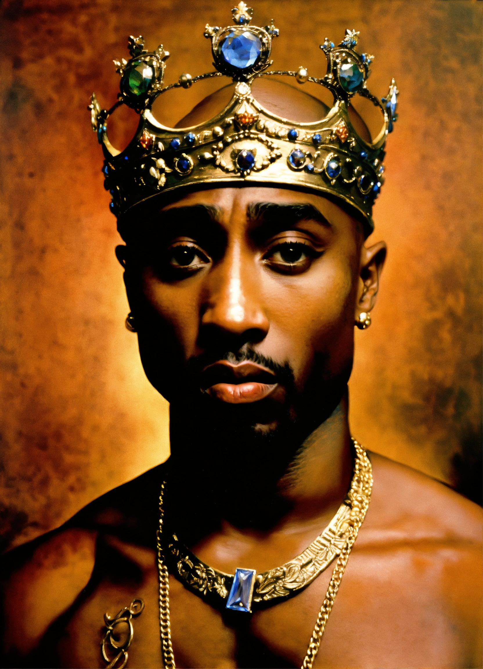 Lexica - Tupac Shakur wearing a royal Roman coronet painted by Leonardo ...