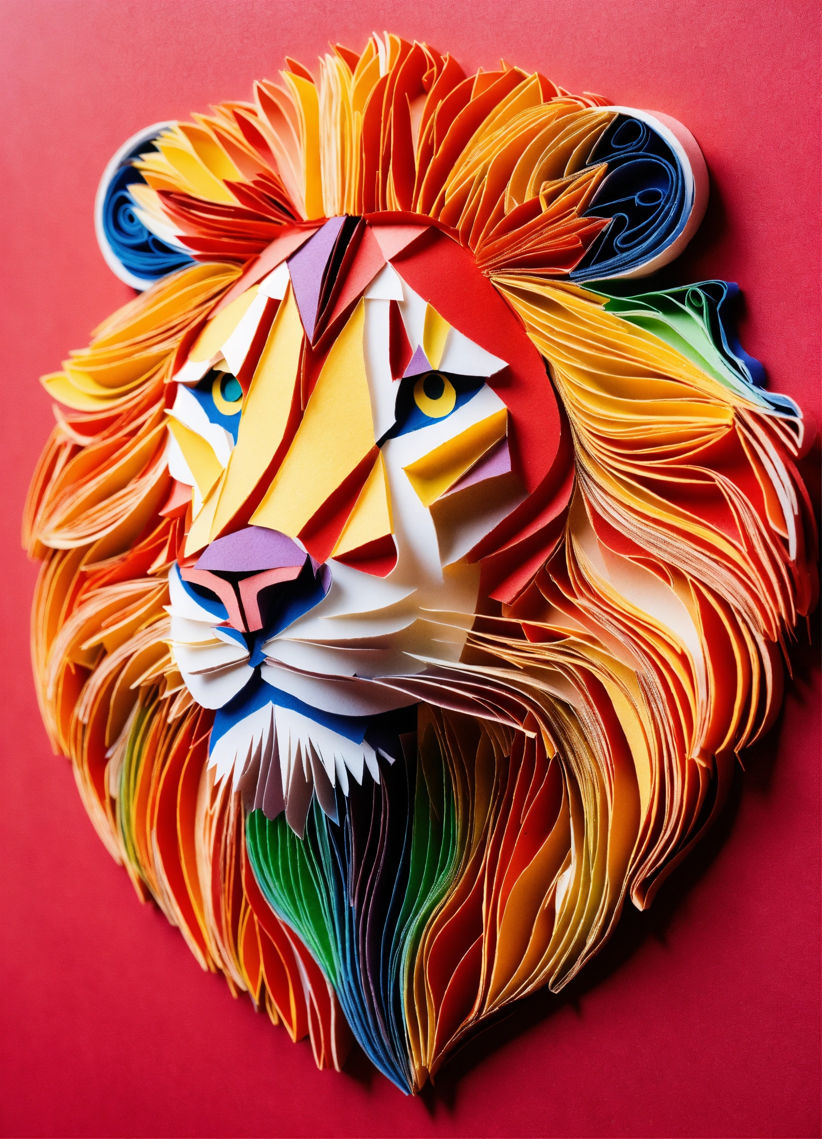 Lexica - Realistic lion in quilling paper cut craft, paper illustration ...