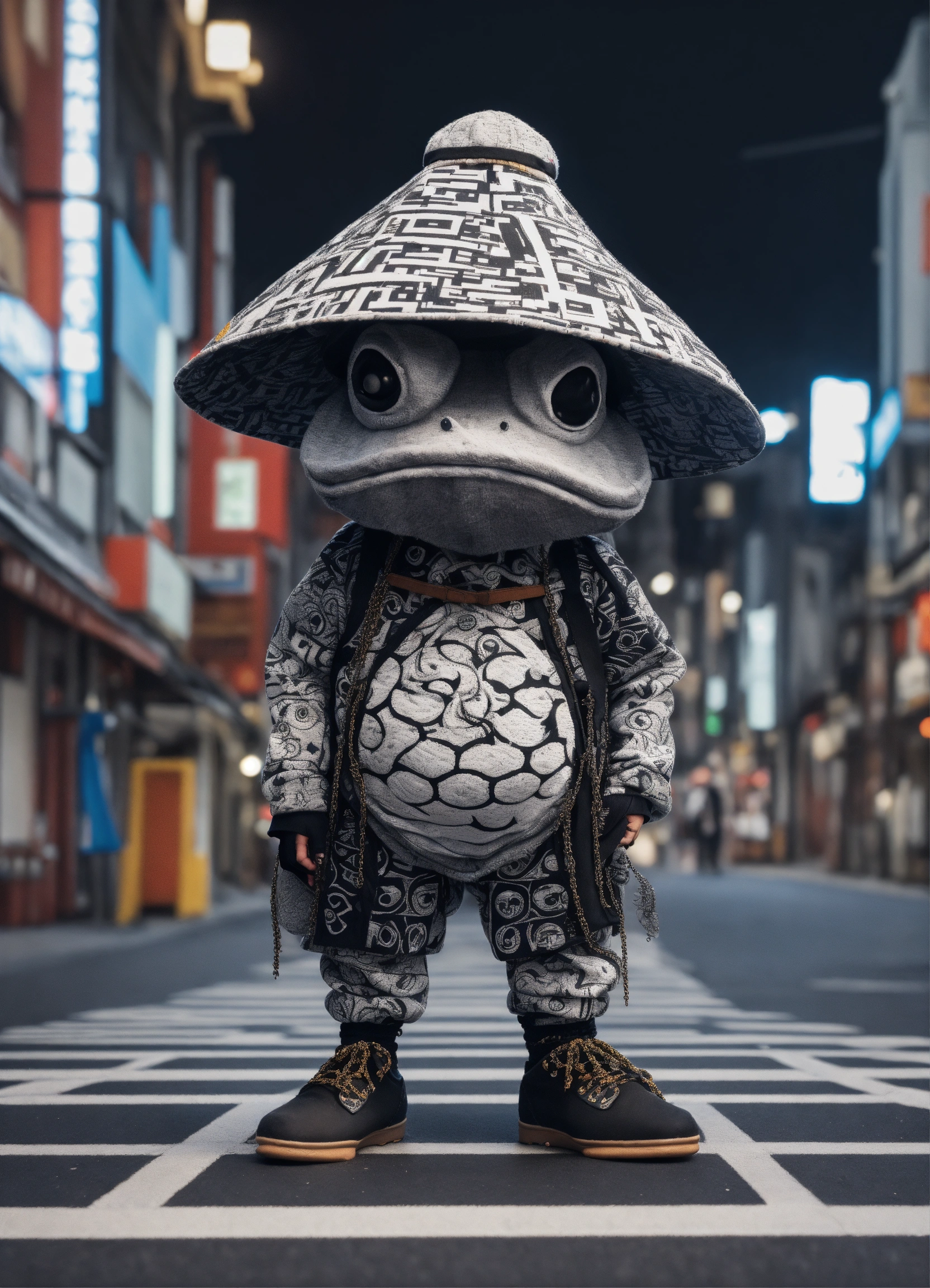 Lexica - A toad made out of a 3d black and white optical illusion, ying ...
