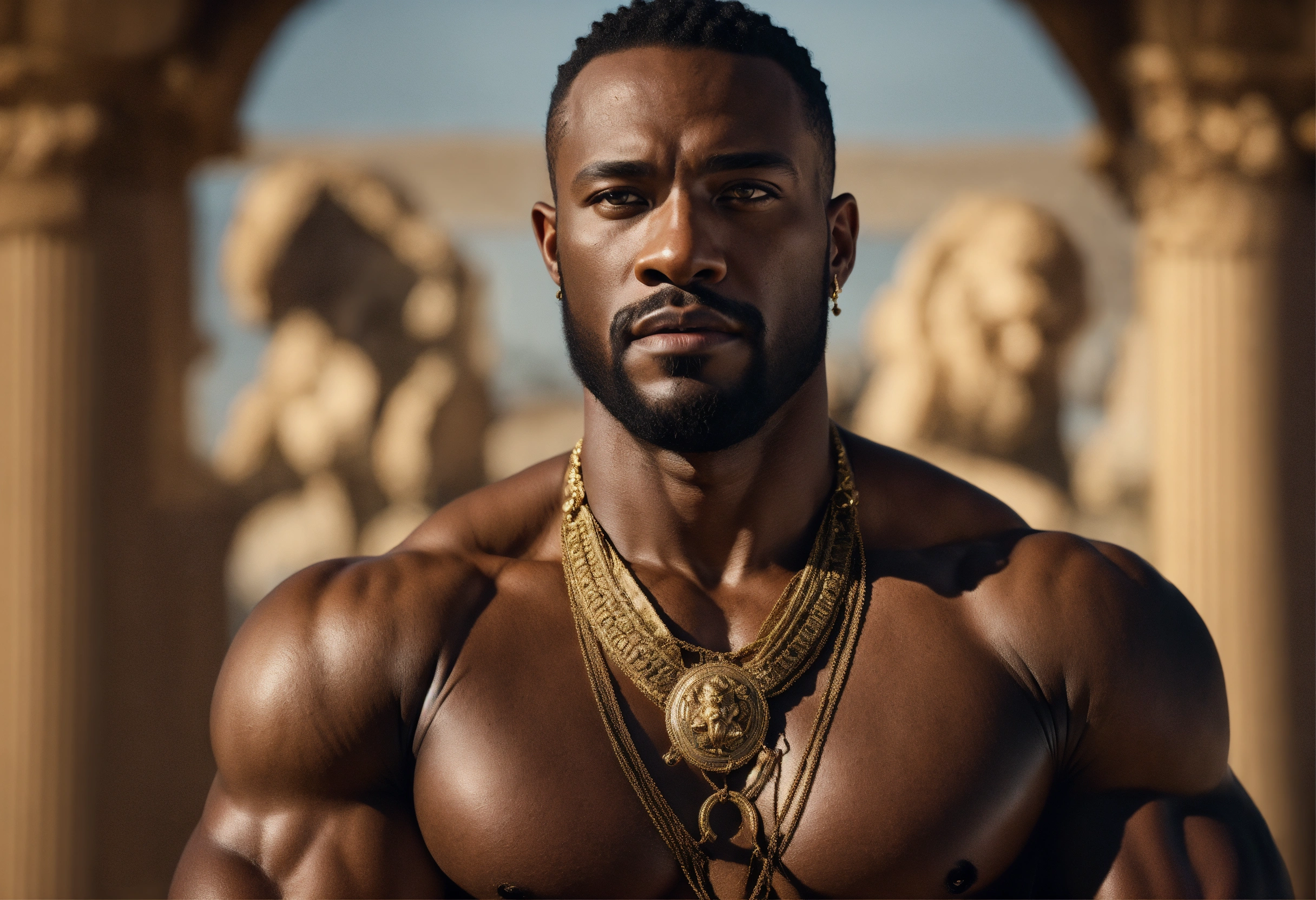 Lexica - Portrait of a stunningly beautiful middle age black king in ...