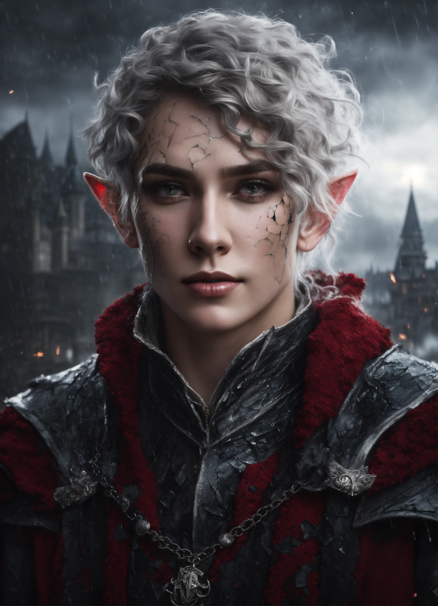 Lexica - Fantasy portrait of a ash-grey skinned elf, androgynous ...