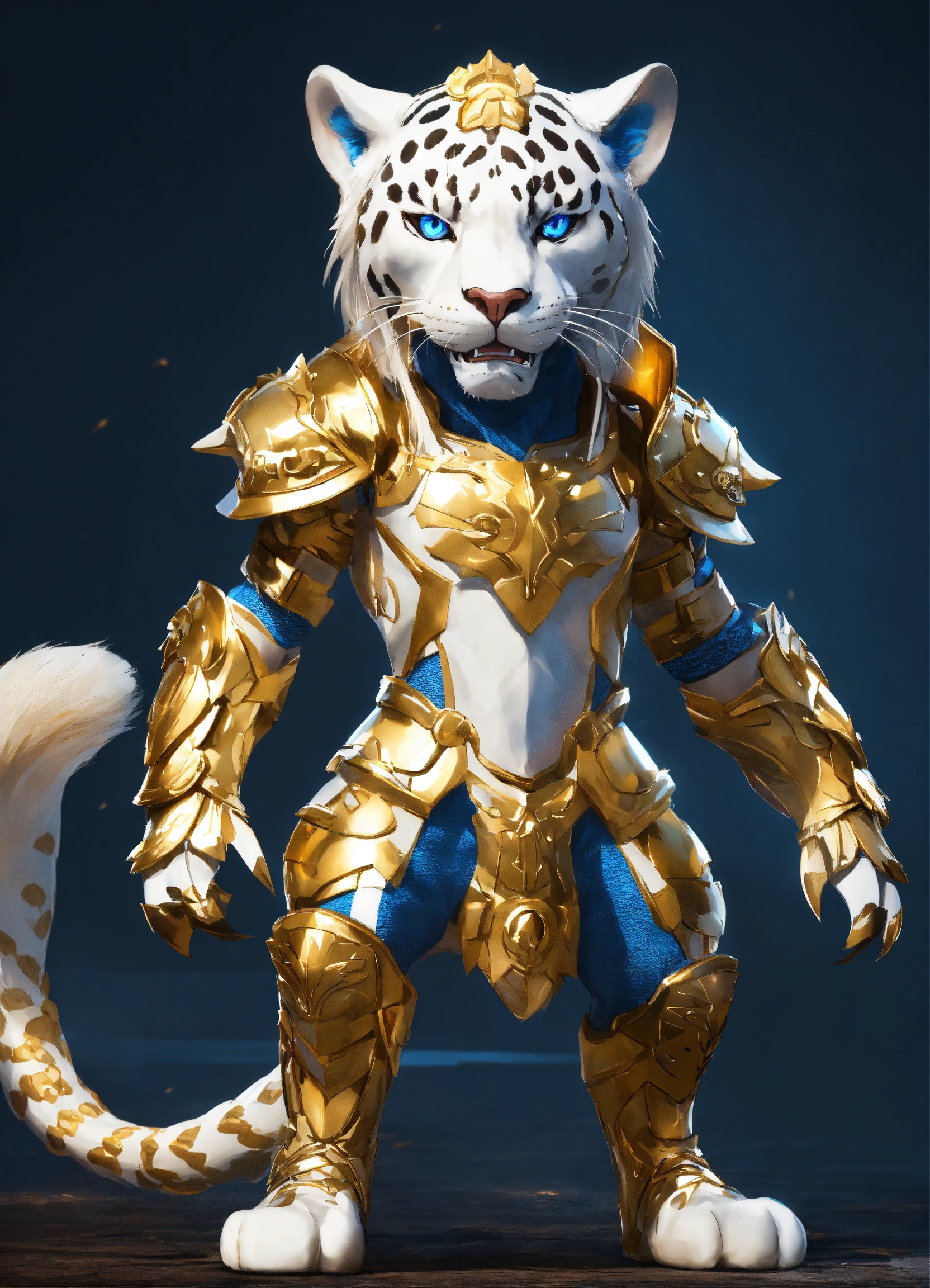 Lexica - Antho white jaguar with gold rosettes, golden tipped fangs ...