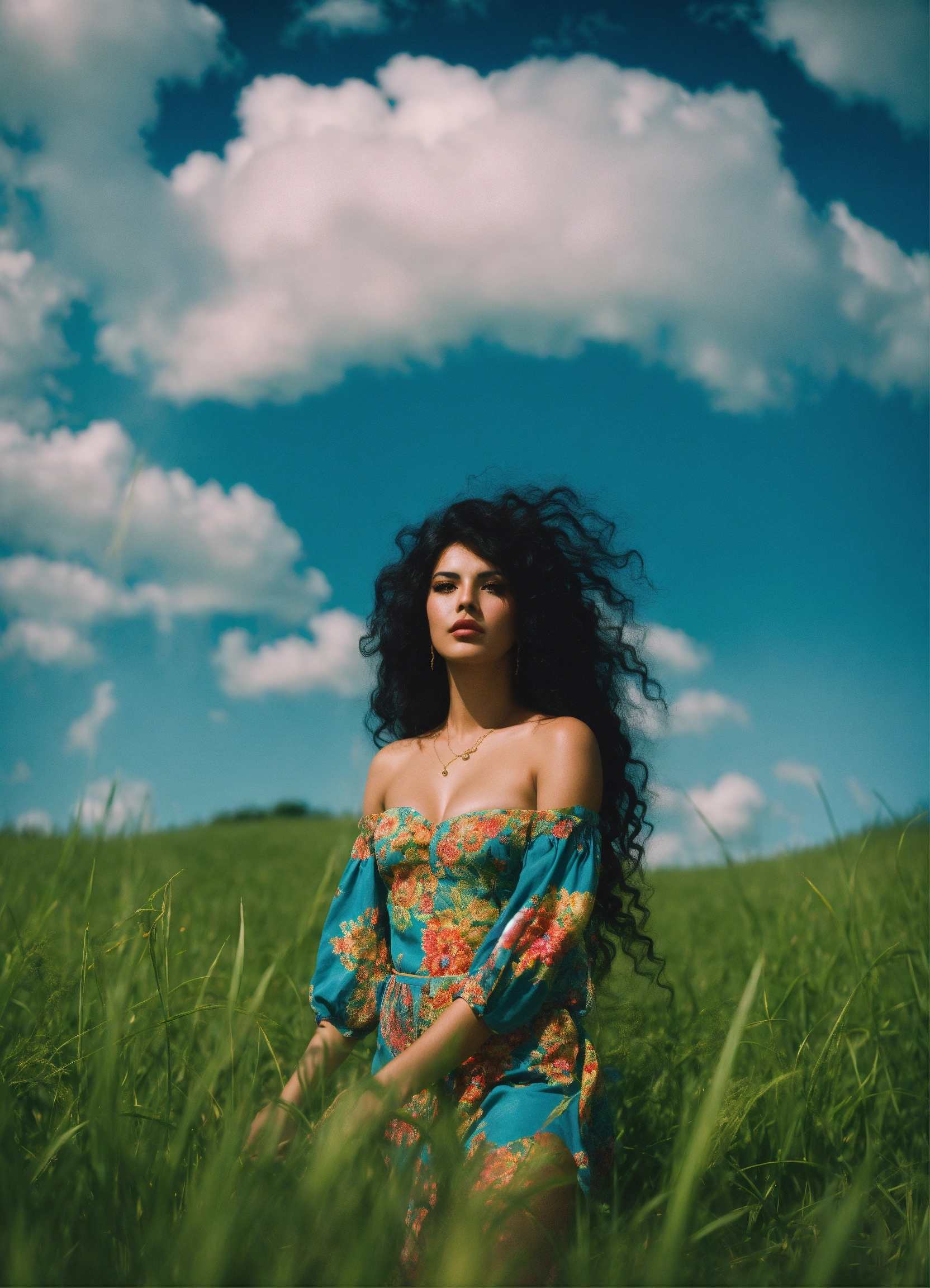 Lexica - Sad stunning exotic woman with very long curly dark hair, psychedelic david lachapelle ...