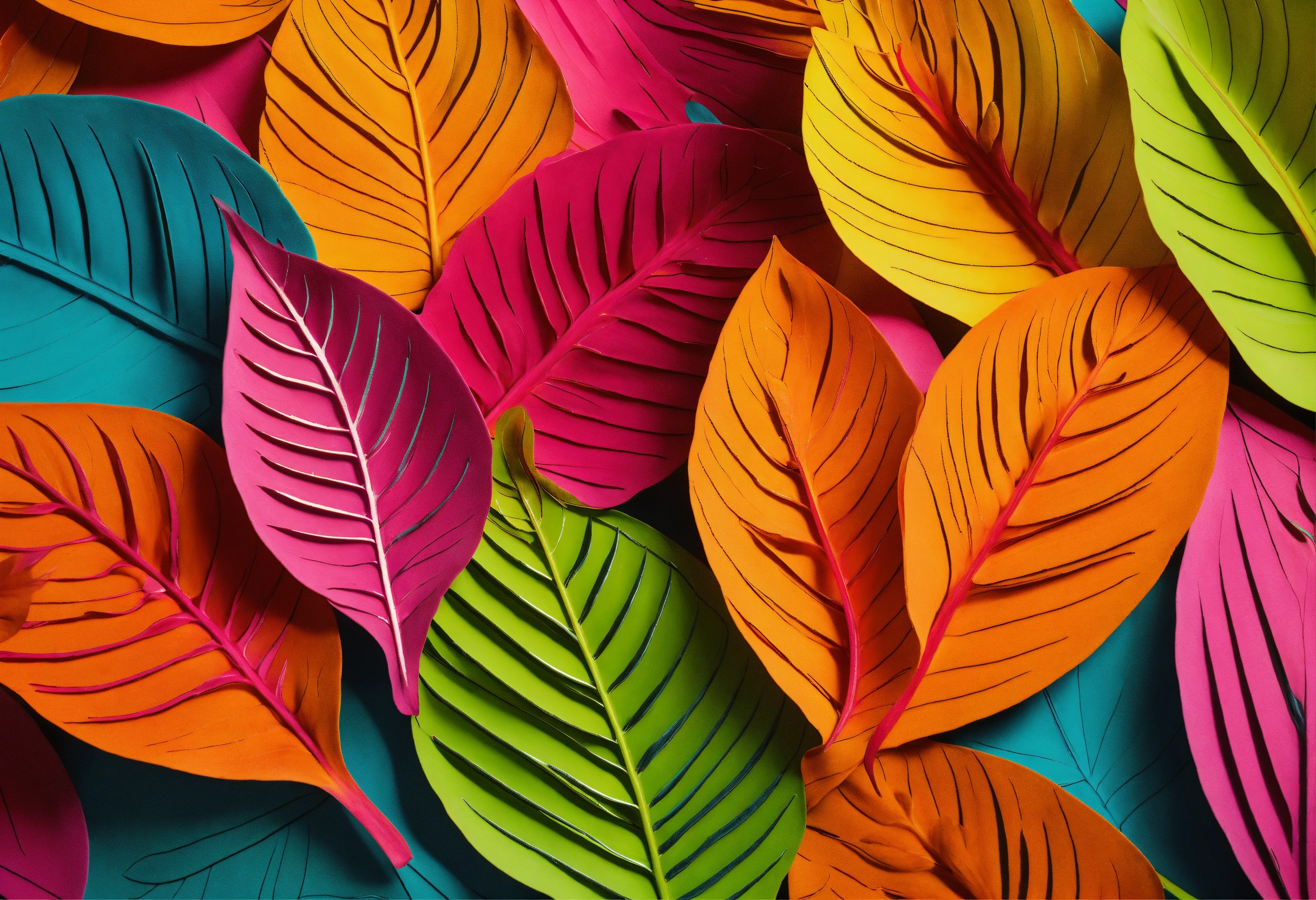 Lexica - Clustered 3D leaves in a pop art style with vibrant hues.