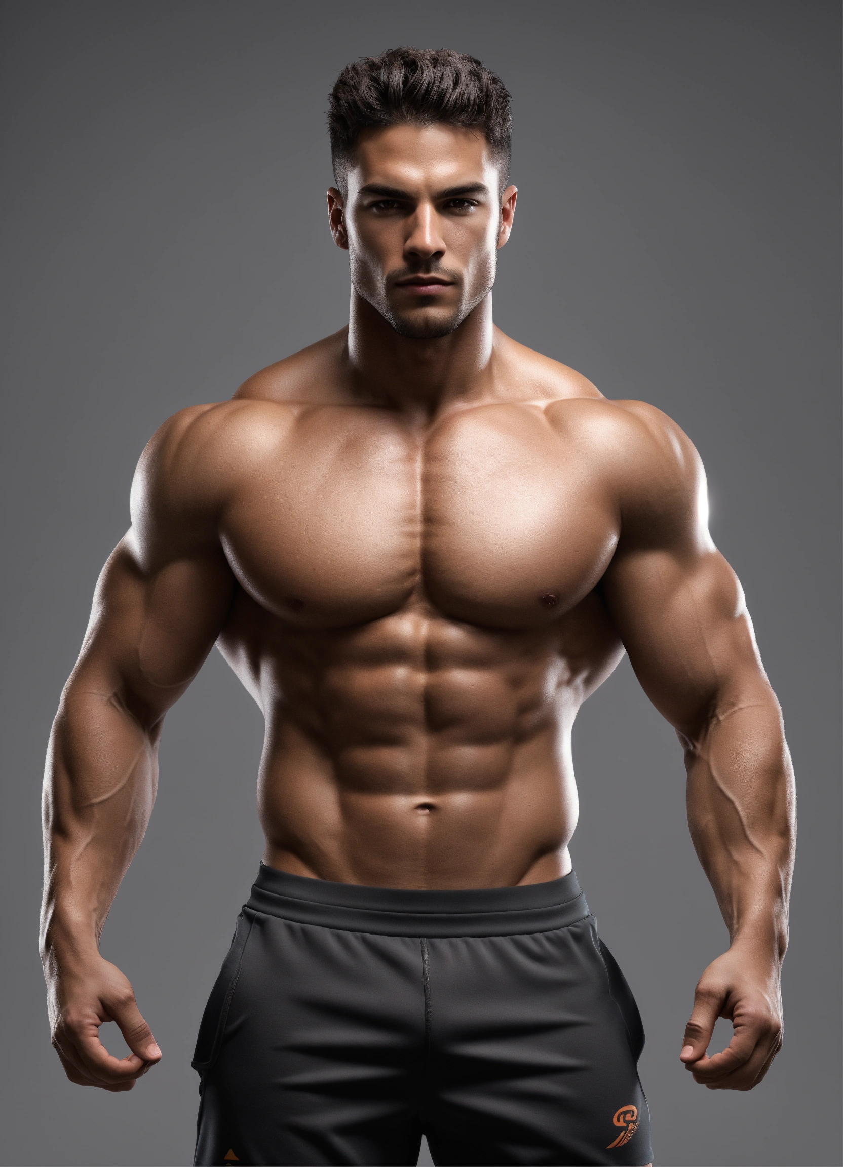 Lexica - A fitness man, black color fitness wear, front view, studio ...