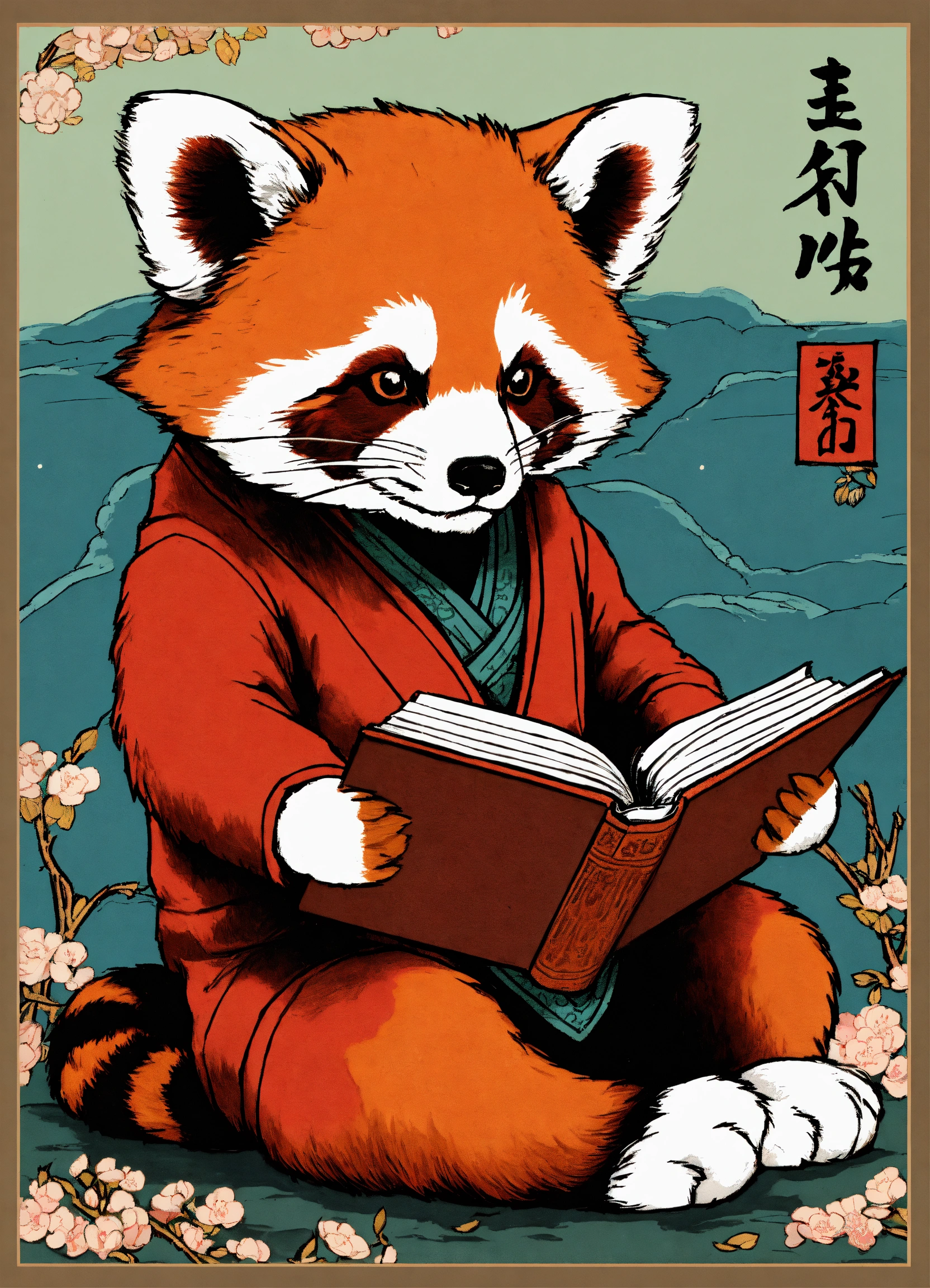 Lexica - Wes Anderson style Red Panda, reading a book, super cute, by ...