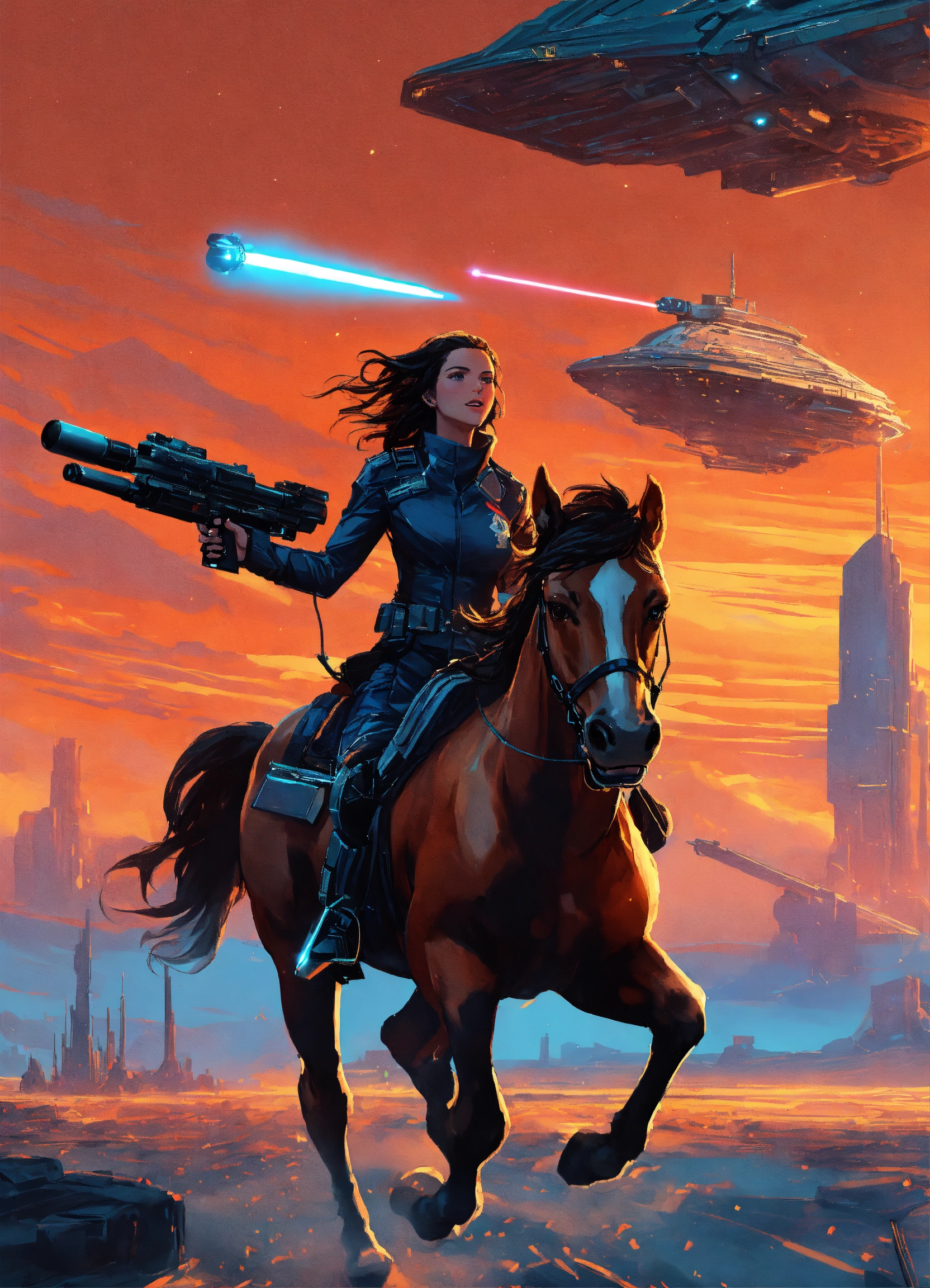 Lexica - Two outlaws, a man and woman, ride on horseback through the ...