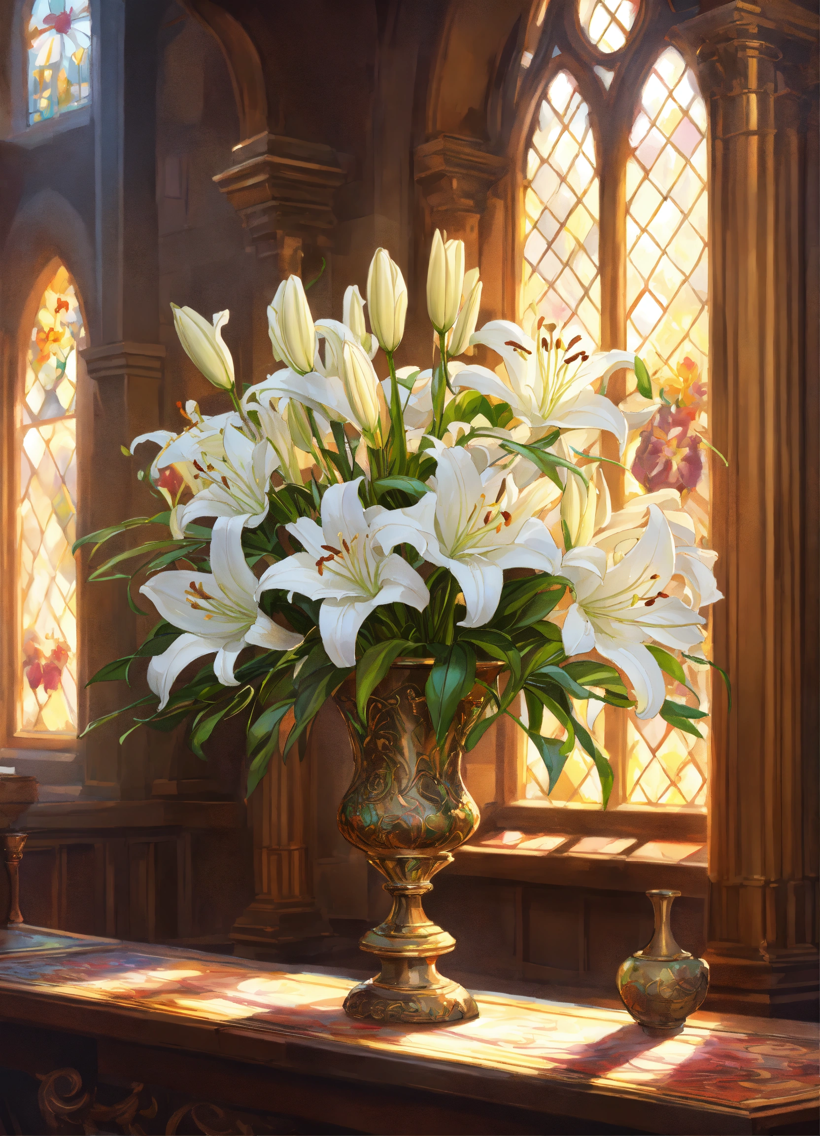 Lexica - A medieval flower arrangement of white lilies in the center of ...