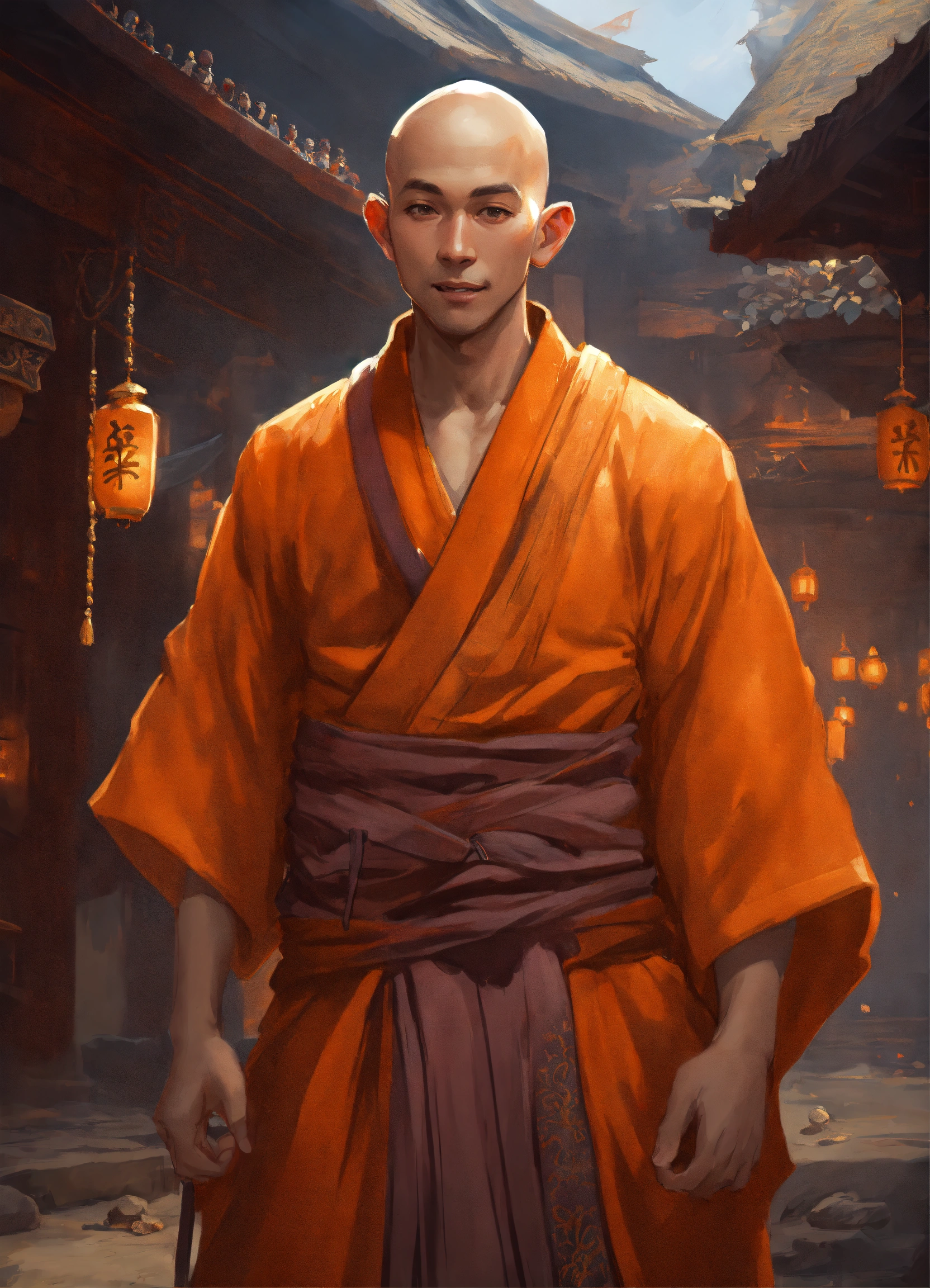 Lexica - A skinny male kender, bald head with ponytail on top of head ...