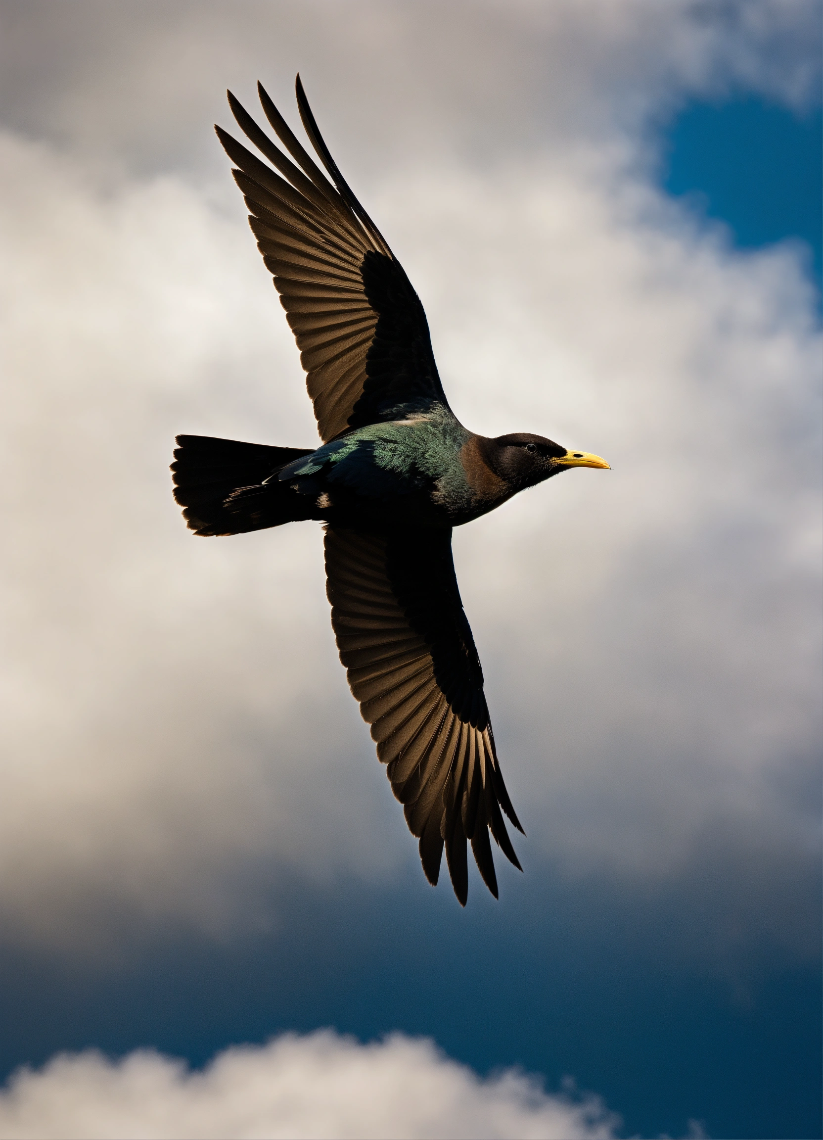 Lexica - Underside closeup of saddleback huia nz bird flying photo ...