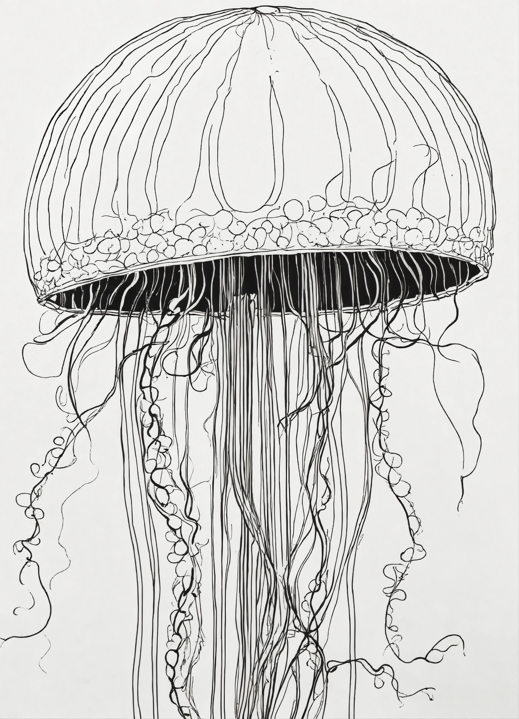 Lexica - Beautiful detailed jellyfish portrait, one line drawing, bold ...