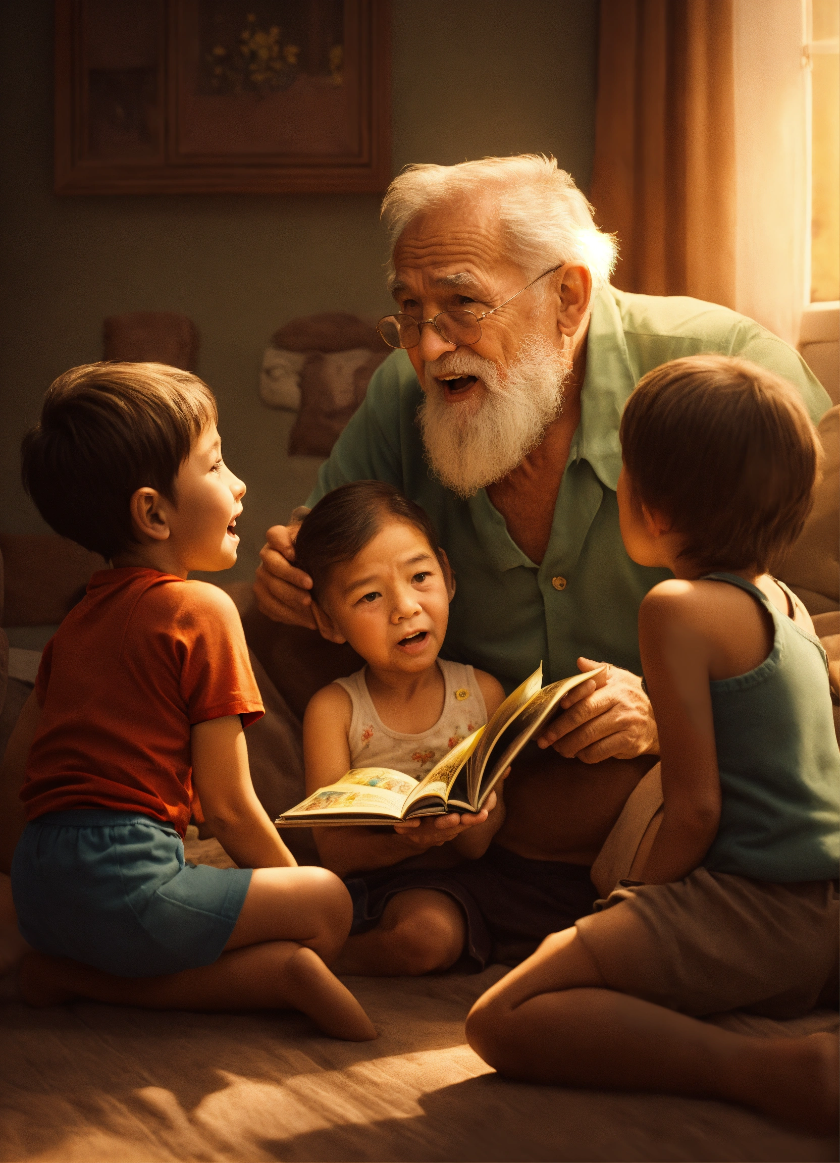 Lexica - Old man telling a story to his kids
