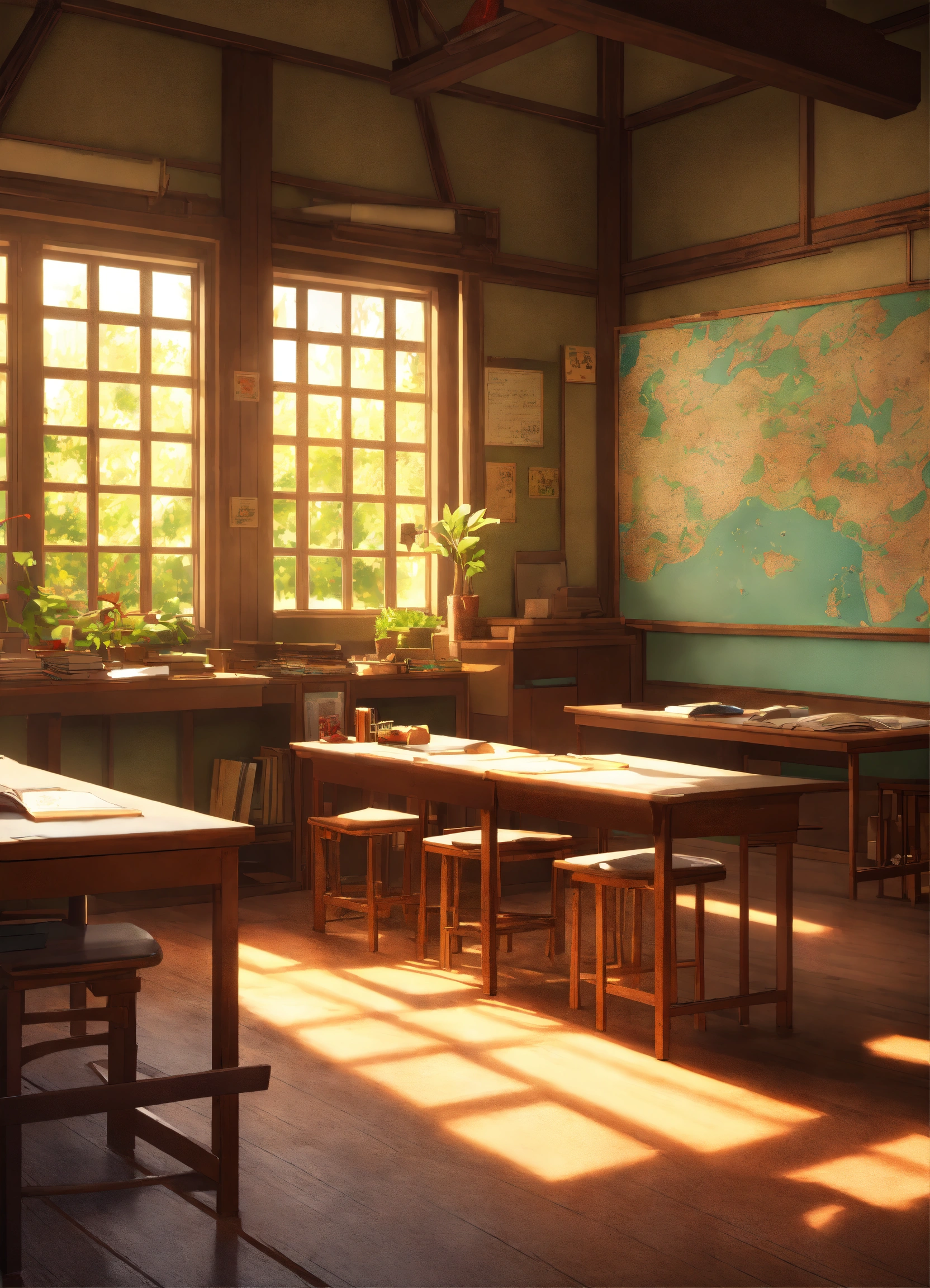 Lexica - School classroom,artstation, ghibli studio,4k, sharp , anime style