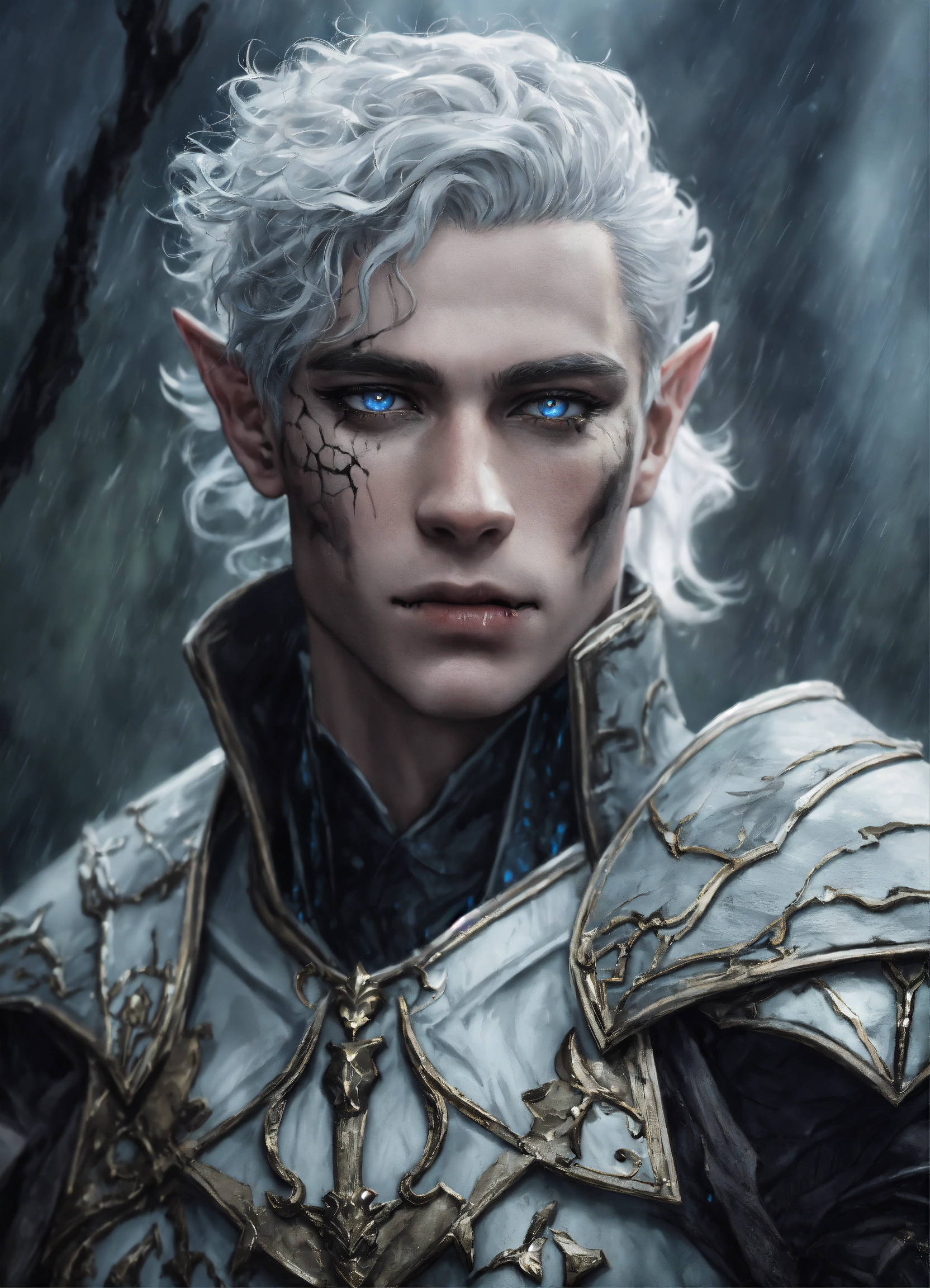 Lexica - Fantasy portrait of a ash-grey skinned elf, masculine ...