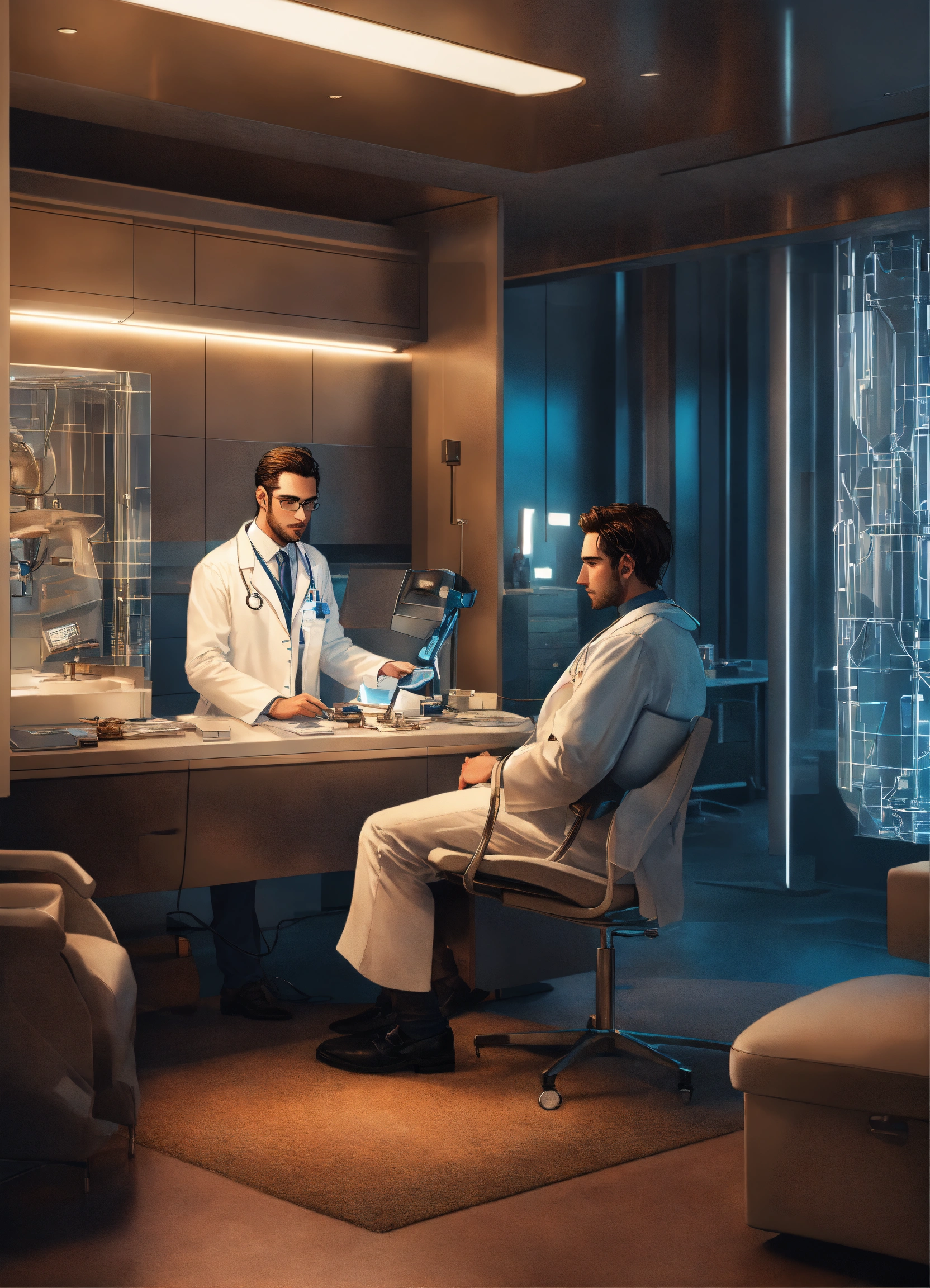 Lexica - A realistic scene of a handsome doctor attending to a patient ...