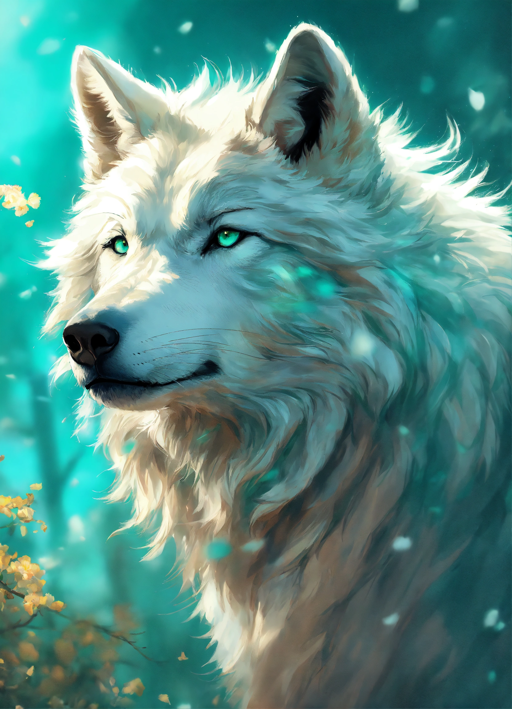 Lexica - A white wolf sniffing the wind, its muzzle raised upwards ...
