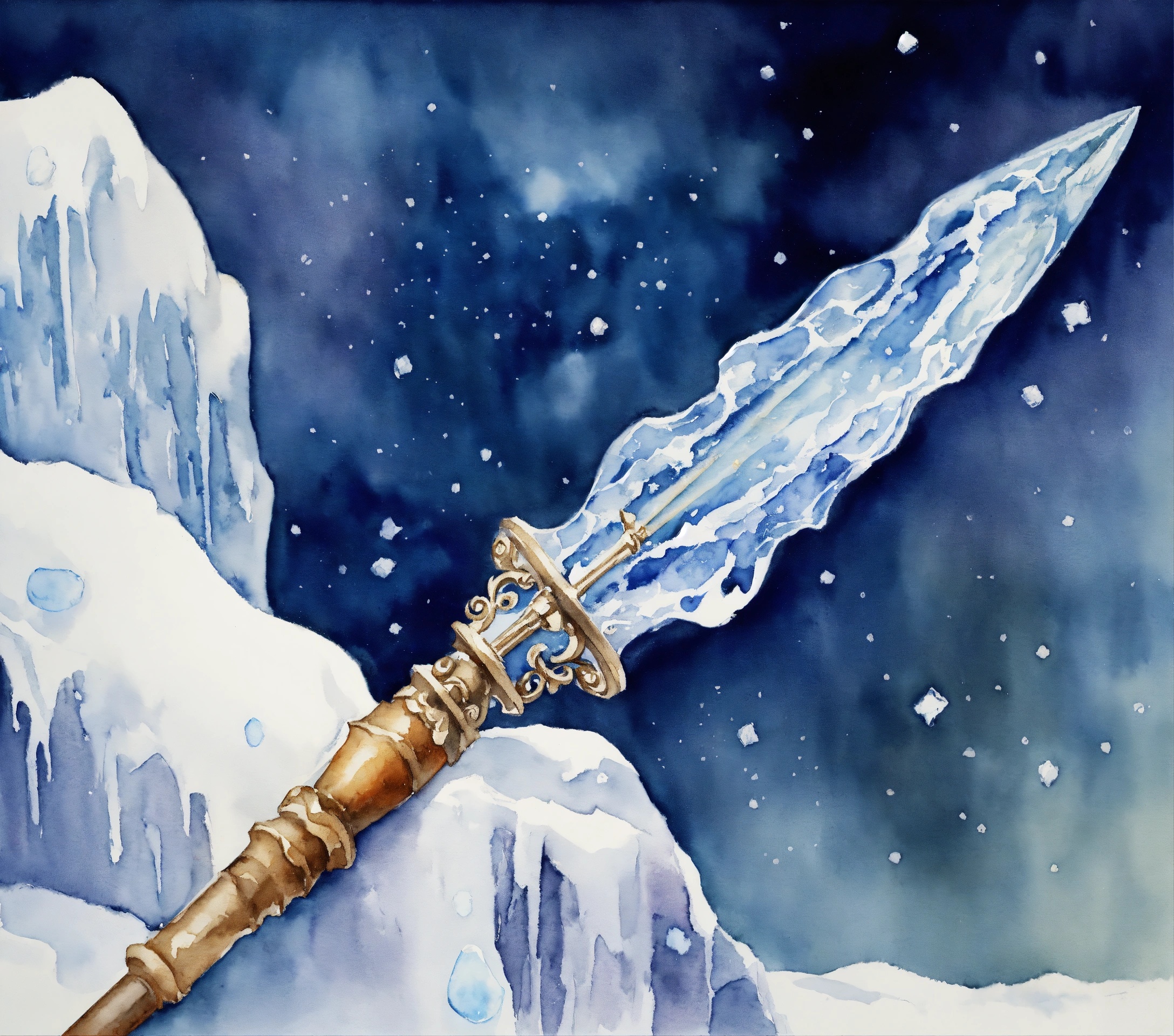 Lexica - White background, watercolor painting of a magical wand ...