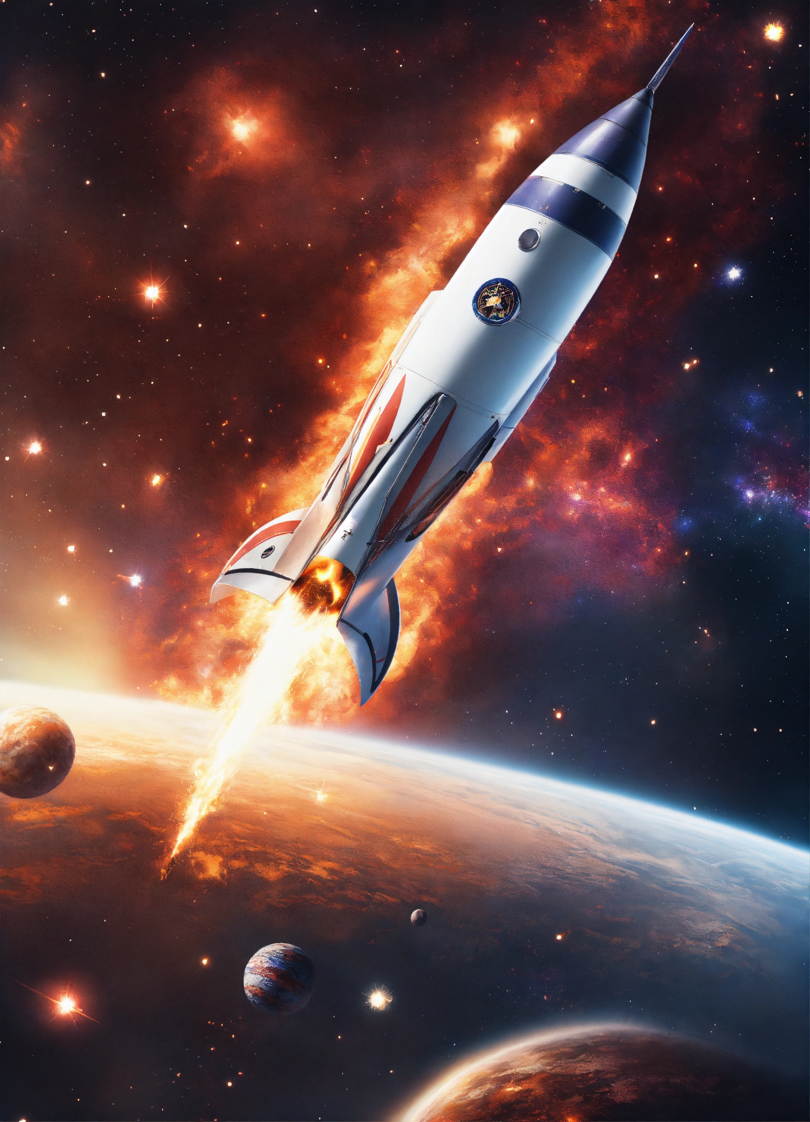 Lexica - Rocketship escaping a galaxy center while a star is exploding