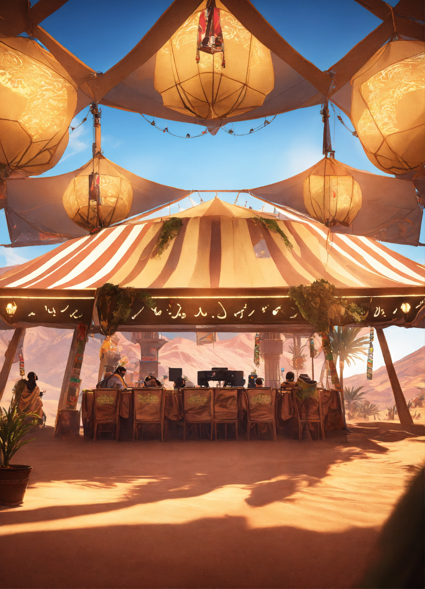 Lexica - Generate an image of a small esports venue's desert tent style ...