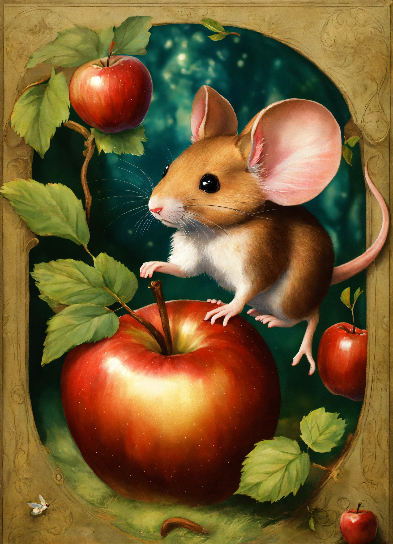 Lexica - Fairy tale mouse apple flying
