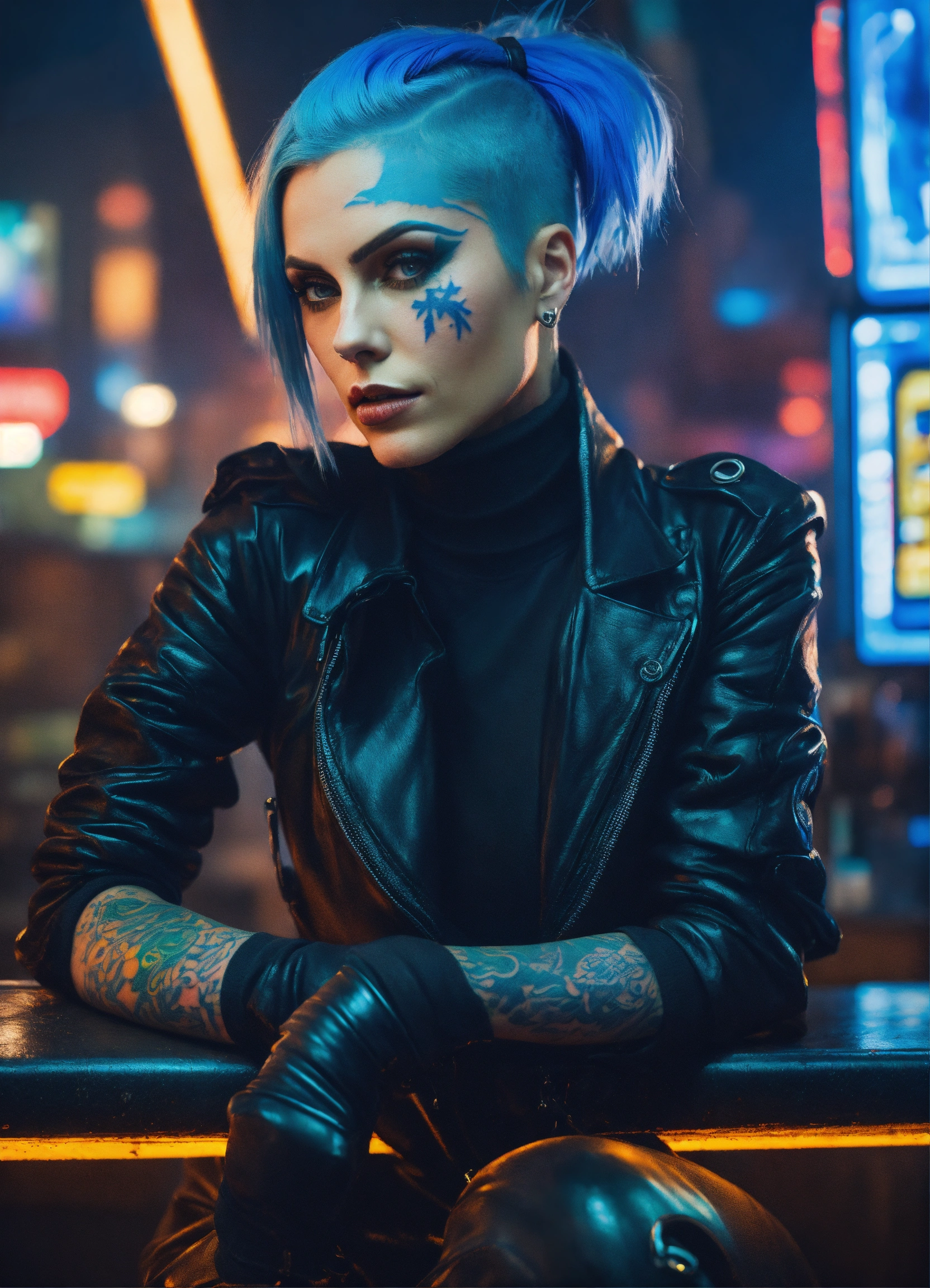 Lexica - Cyberpunk Russian named Katya cyberpunk with steel blue hair ...