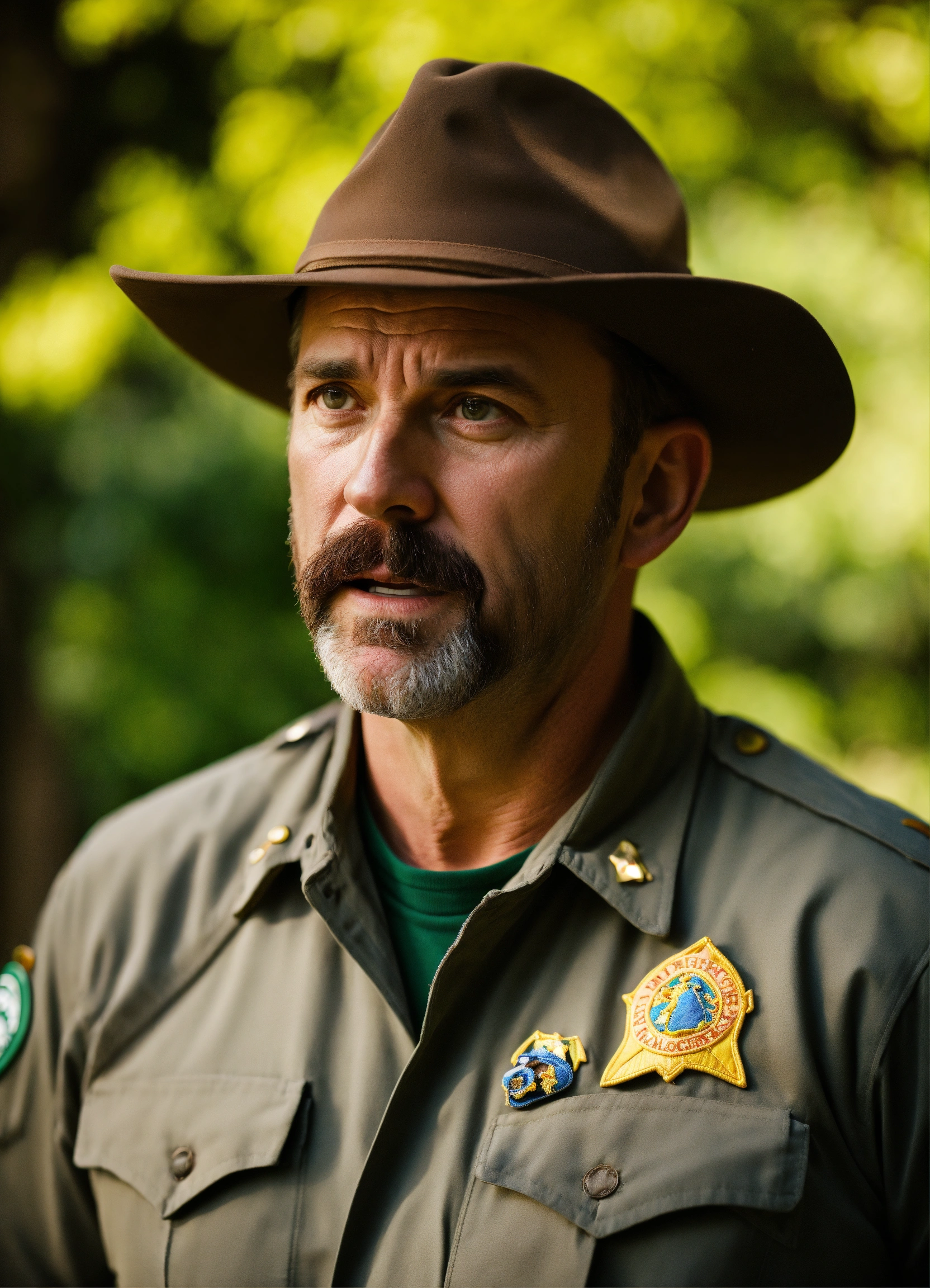 Lexica - Scared unique expressive middle-aged park ranger american man ...