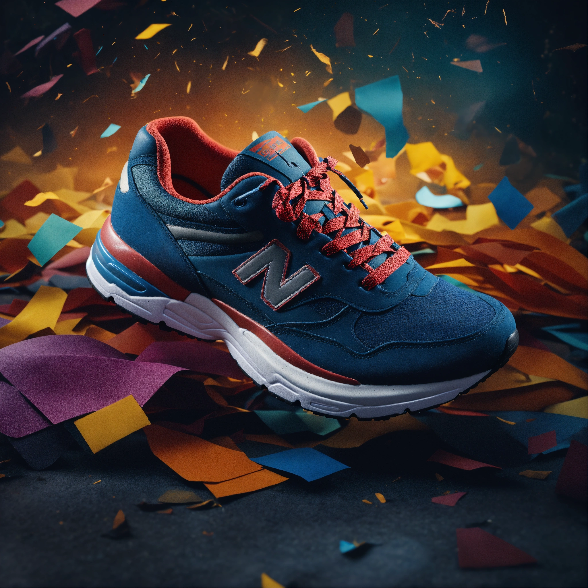 Lexica - Running sneakers, dark background, 2d illustration, collage ...