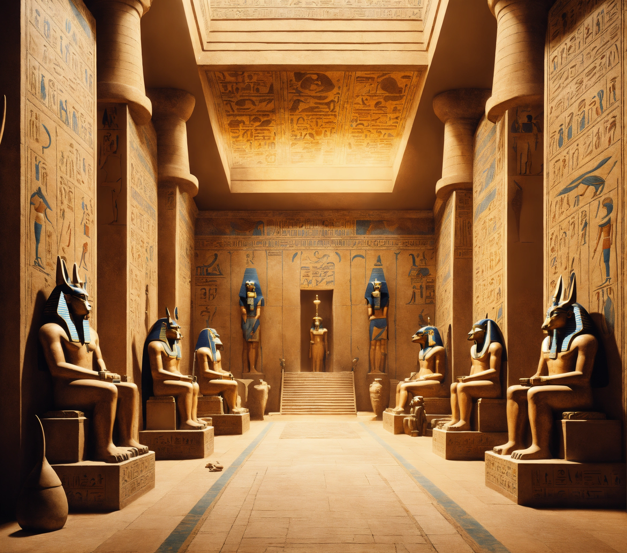 Lexica - An epic fantasy scene in ancient Egypt featuring a big hall in ...