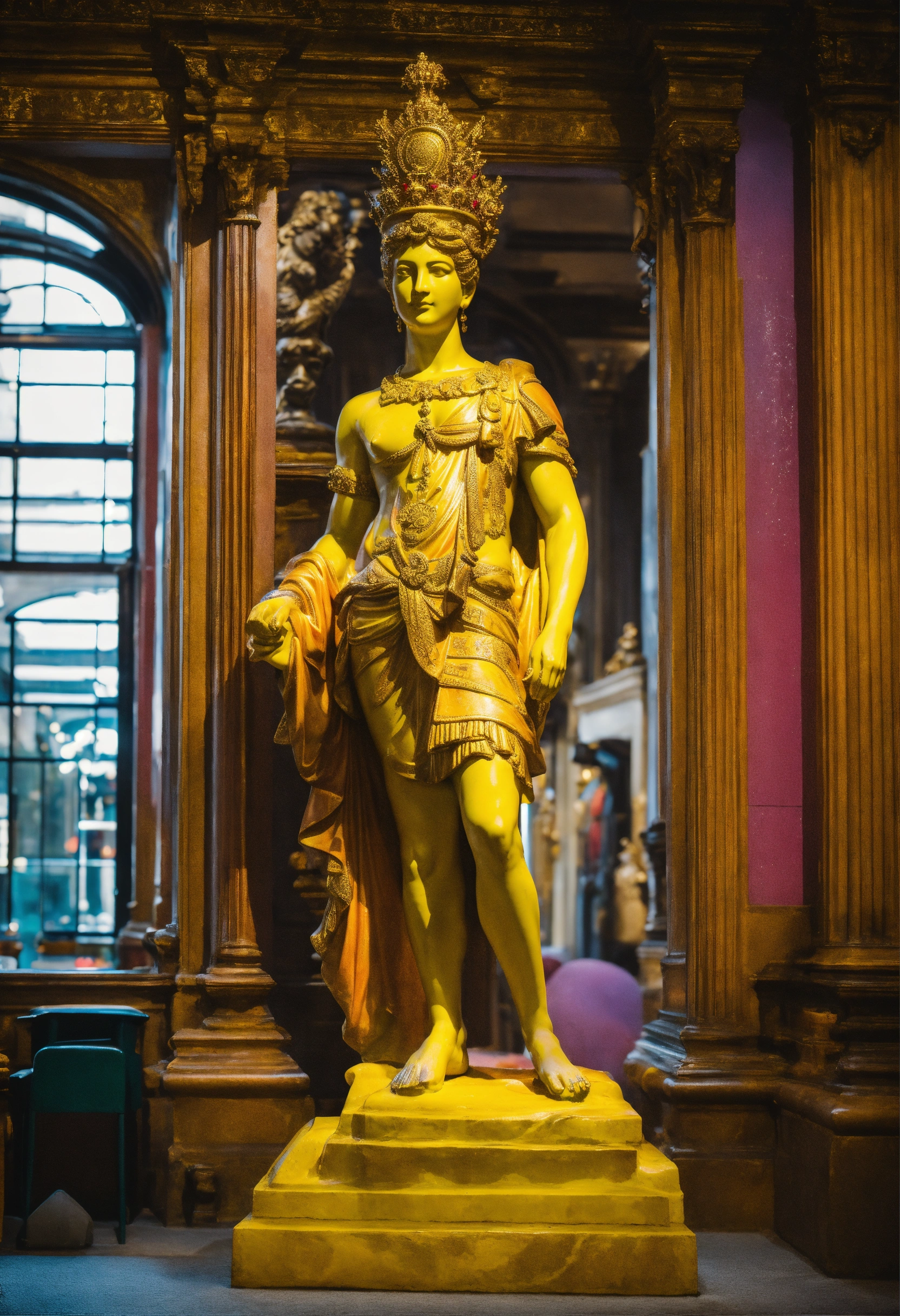 Lexica - Sneaky strange statue god in beautiful strong like colours ...