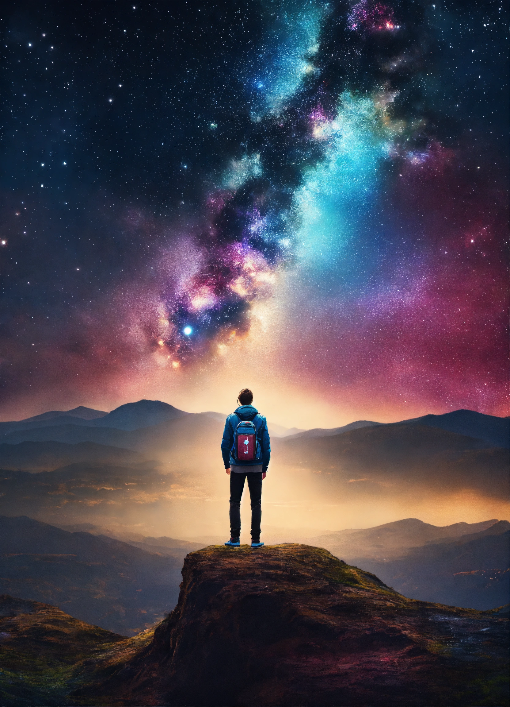 Lexica - Galaxy dream world with a person standing looking into the ...
