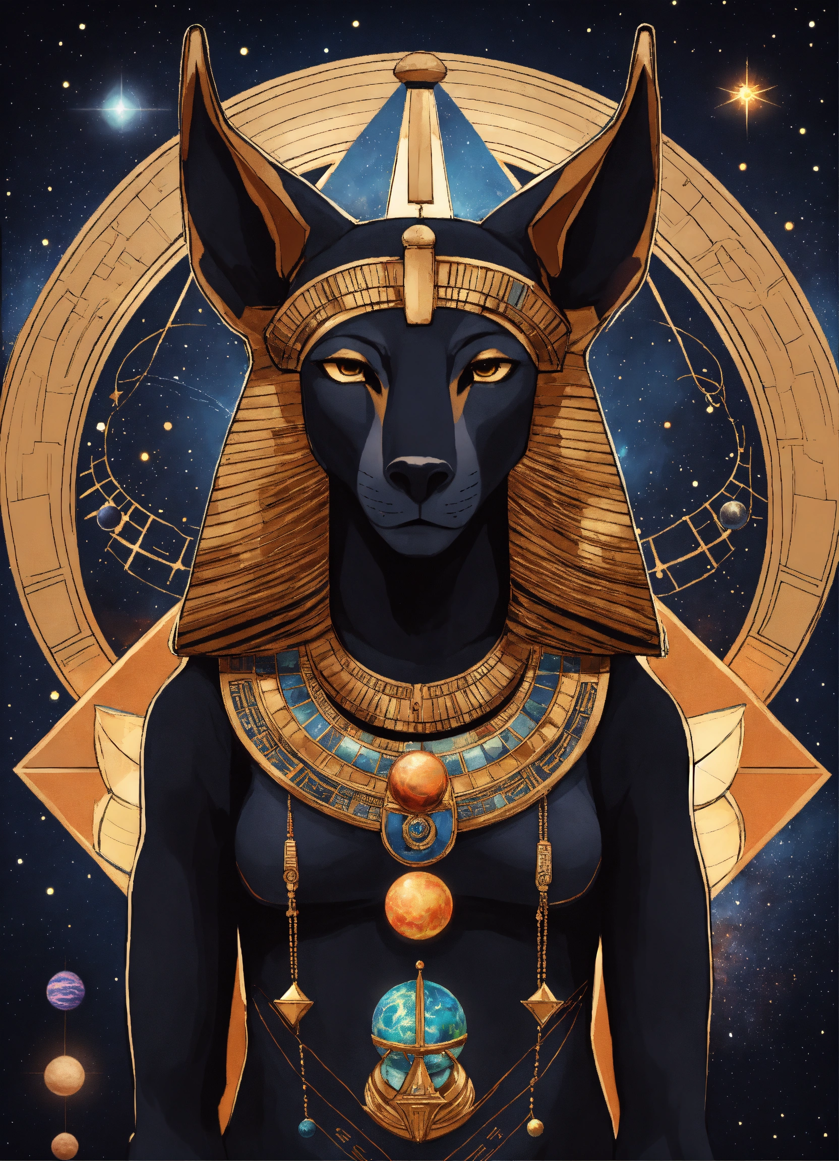 Lexica - Pharaonic, Anubis, intricate headdress, feminine, female ...