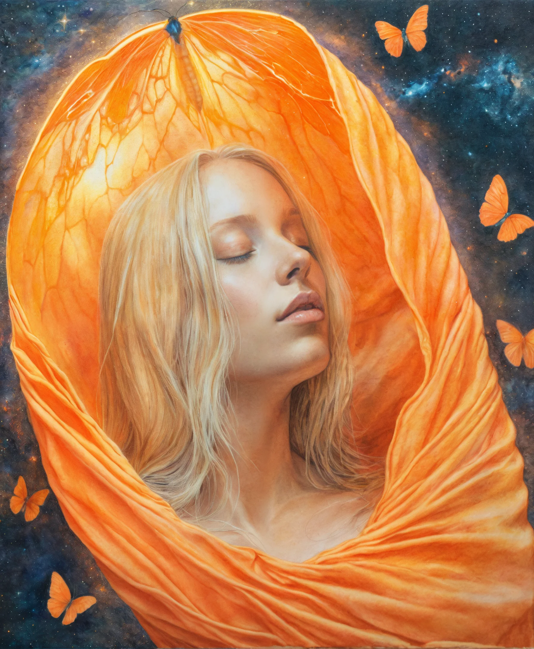 Lexica - Colored pencil drawing of a translucent transparent blonde ...