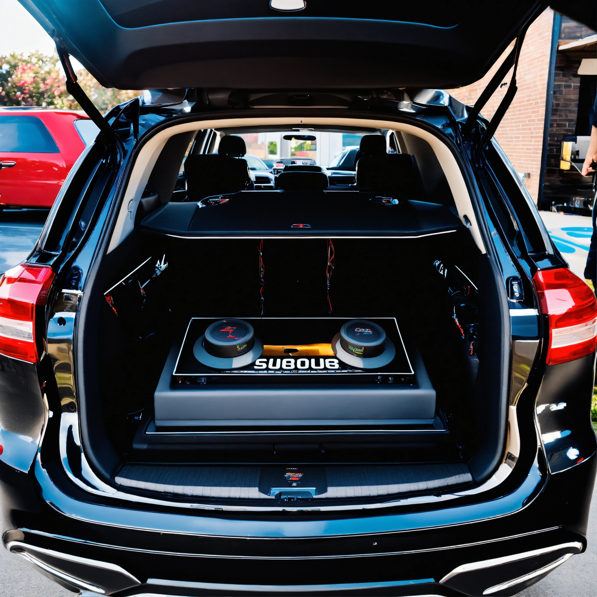 Lexica - A photo of a professional car audio installation. The car is a ...