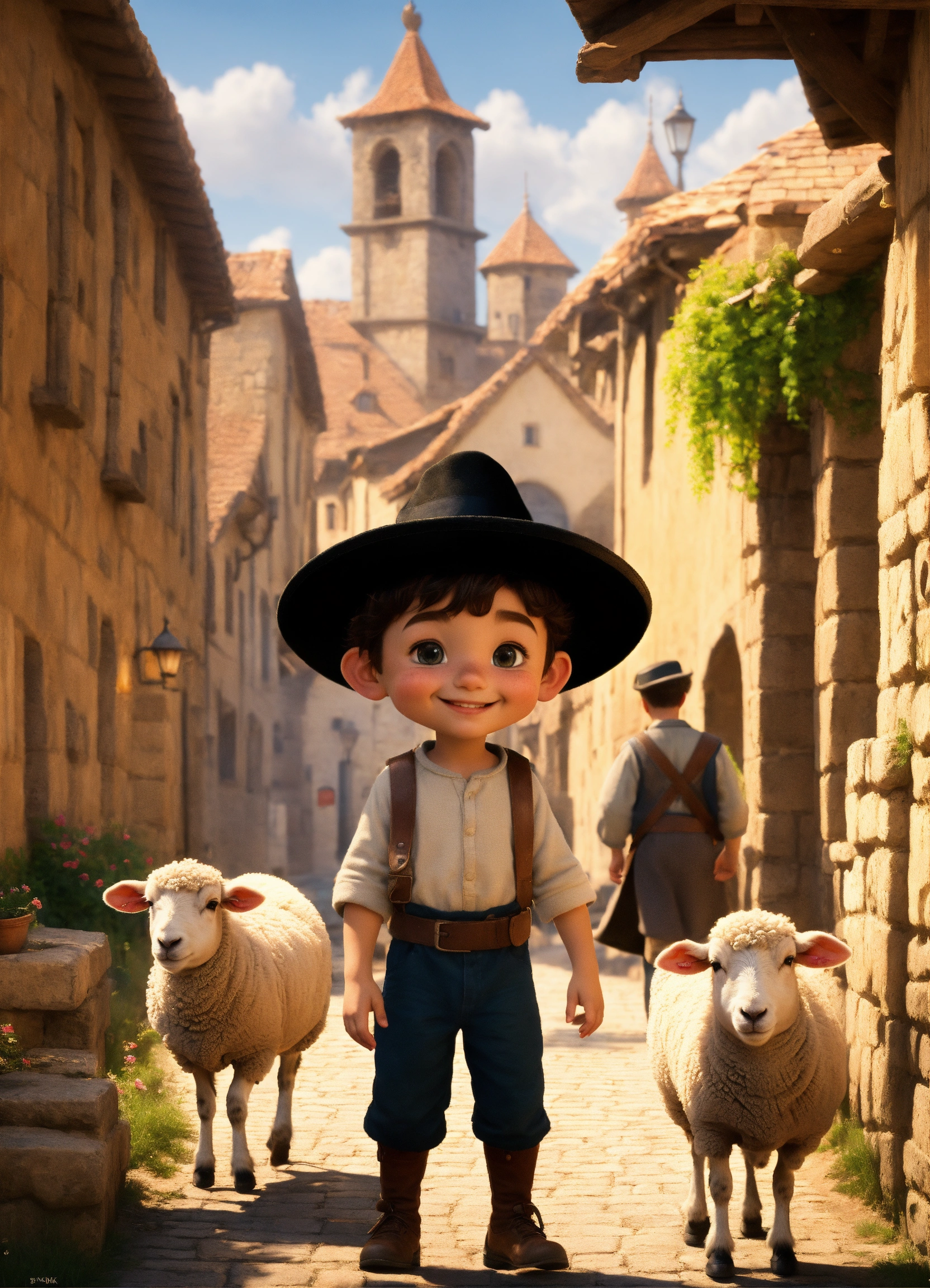 Lexica - Jewish boys from the Middle Ages in a Jewish town, with a ...