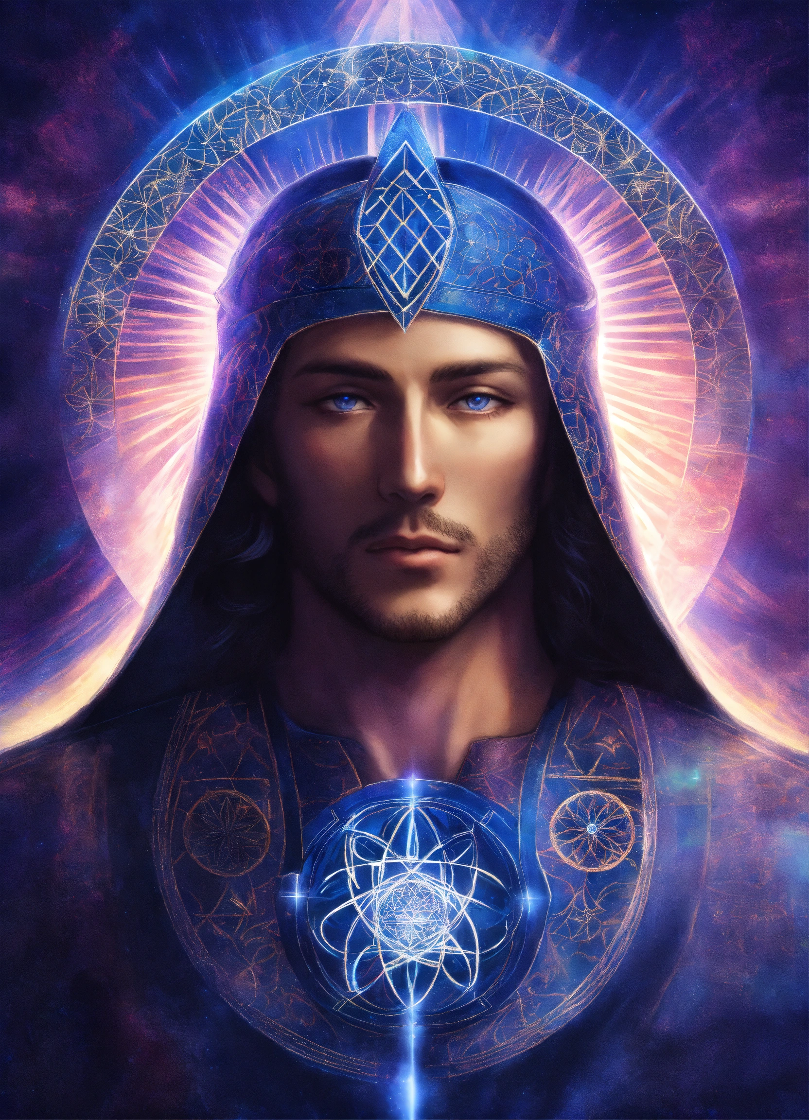 Lexica - Archangel Michael with a middle-aged male face, flower of life ...