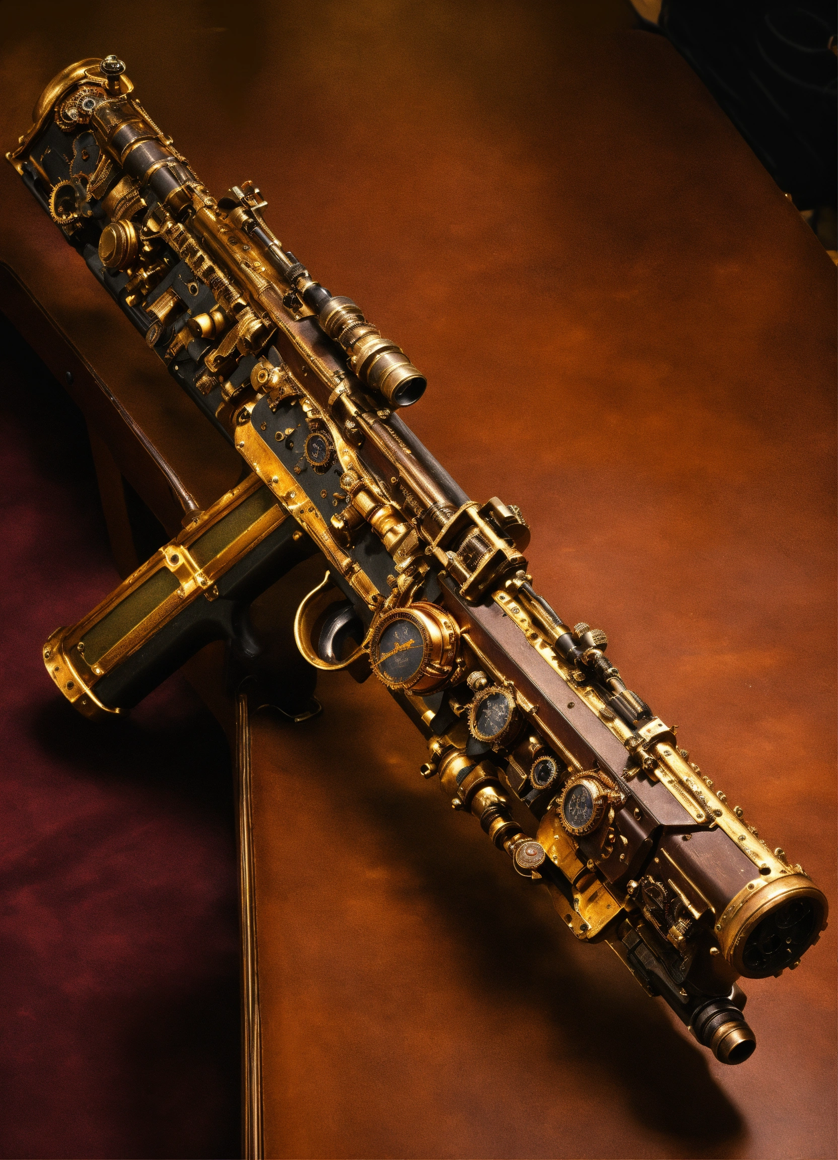 Lexica - Full side view of a steampunk rifle