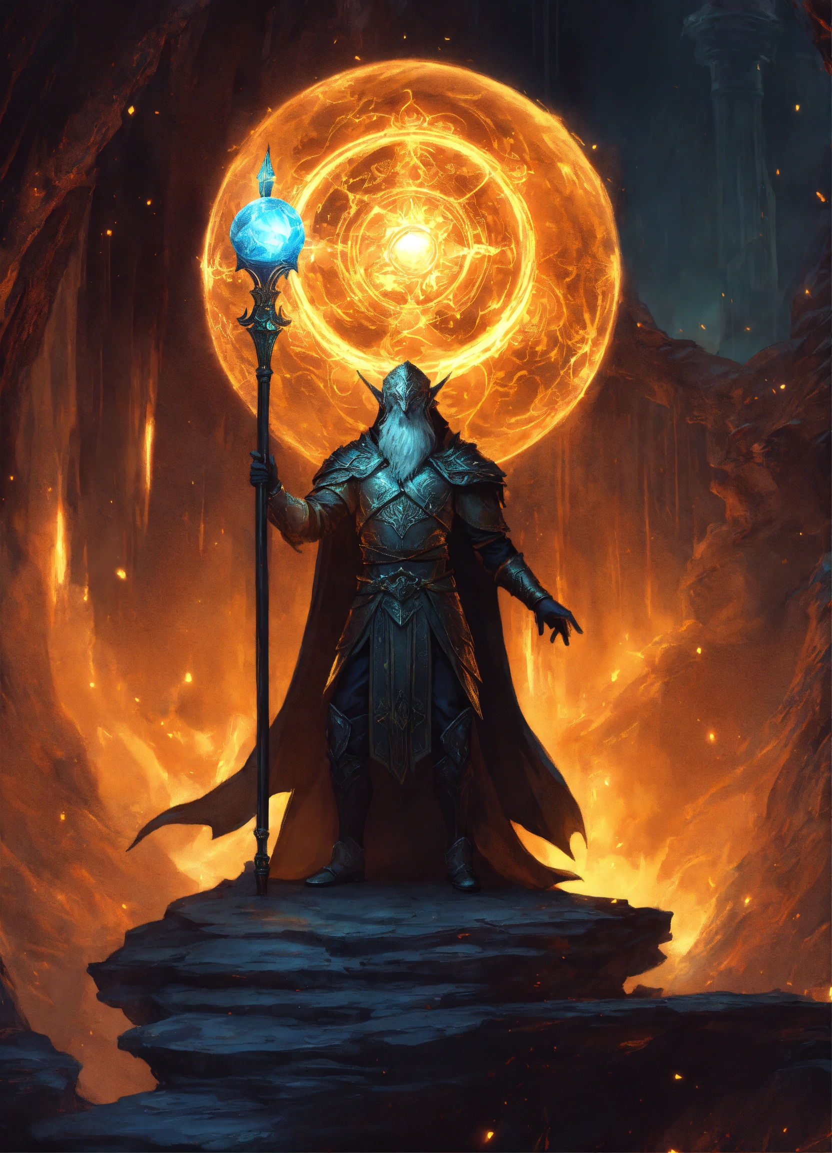 Lexica - Create a elder elf god in a heroic pose, holding a staff, back ...